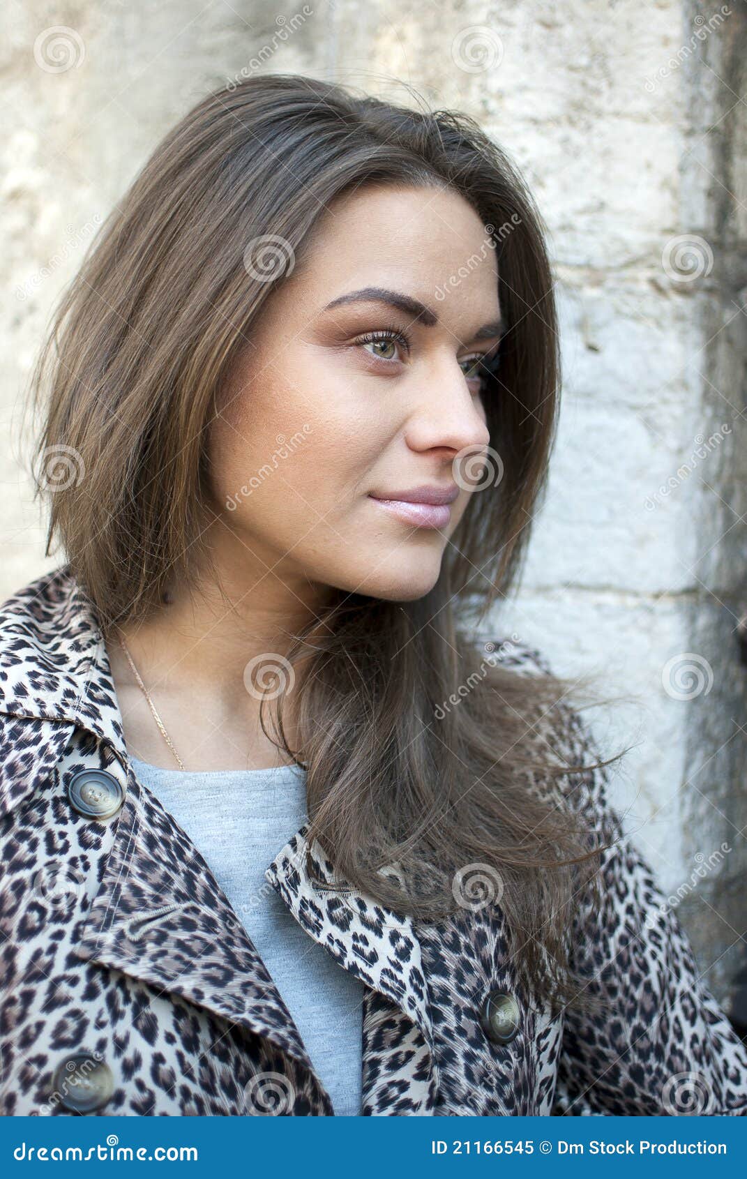 Girl in leopard coat stock image. Image of coat, portrait - 21166545