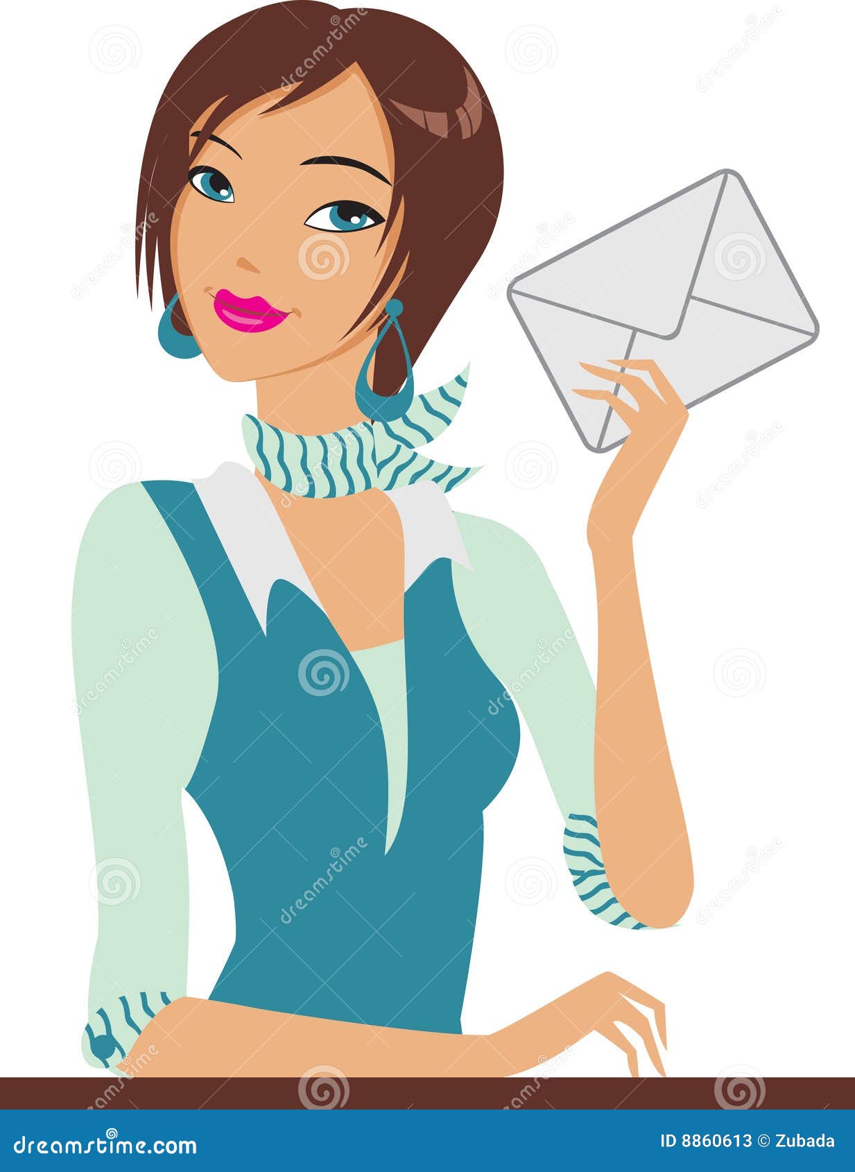 Girl with letter stock vector. Illustration of labor, nice - 8860613