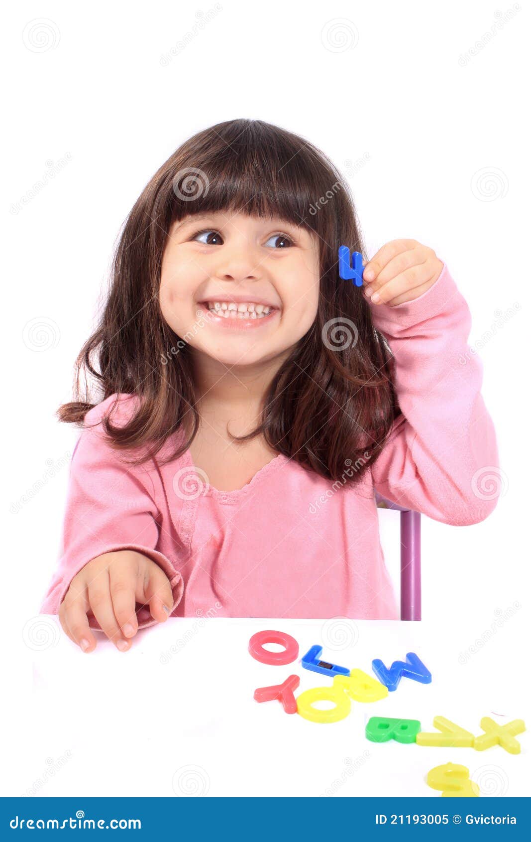 Girl and letters stock image. Image of preschooler, brunette - 21193005