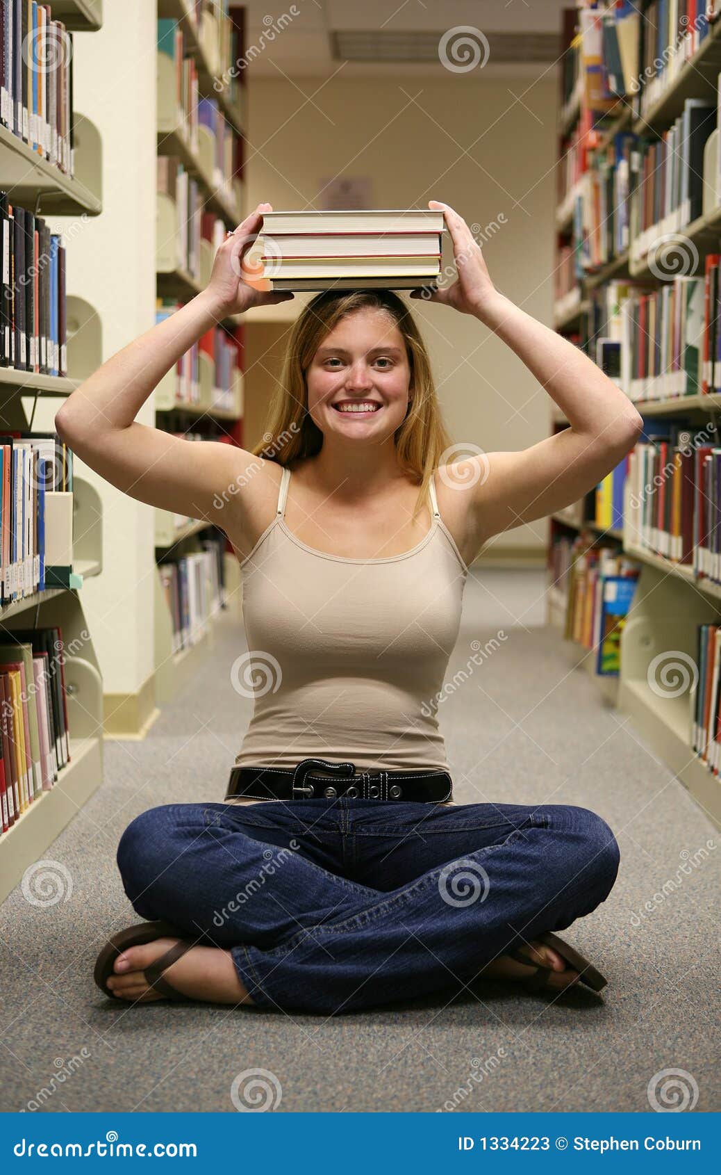 Girl in Library stock image. Image of school, examination - 1334223