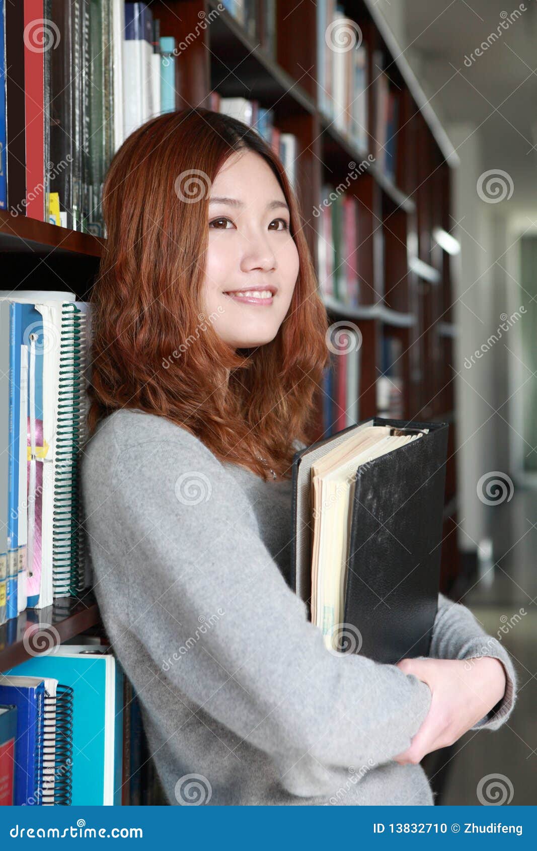Girl in library stock photo. Image of bookshelf, people - 13832710