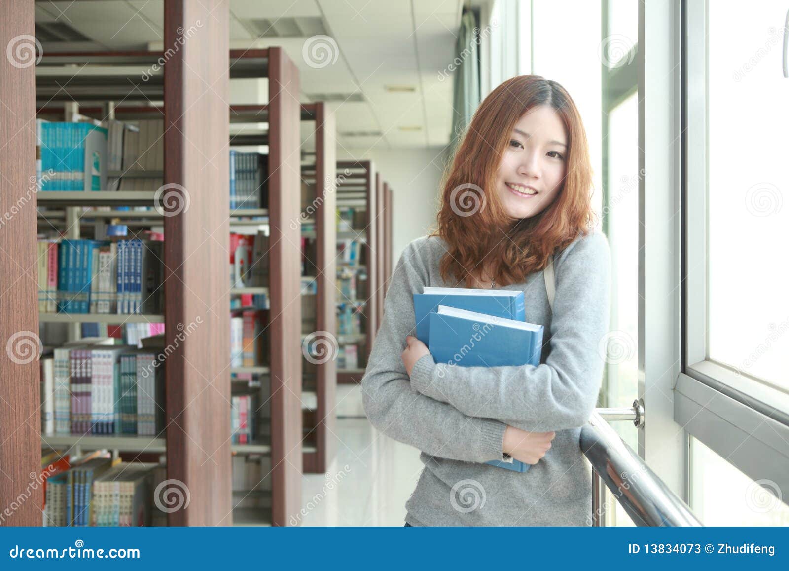 Girl in library stock image. Image of book, portrait - 13834073