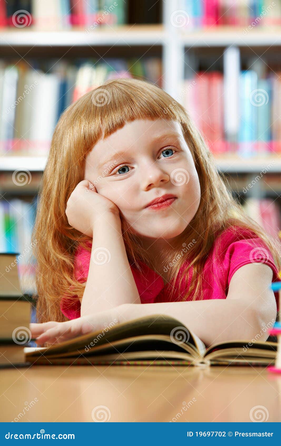 Girl in library stock photo. Image of happy, human, book - 19697702