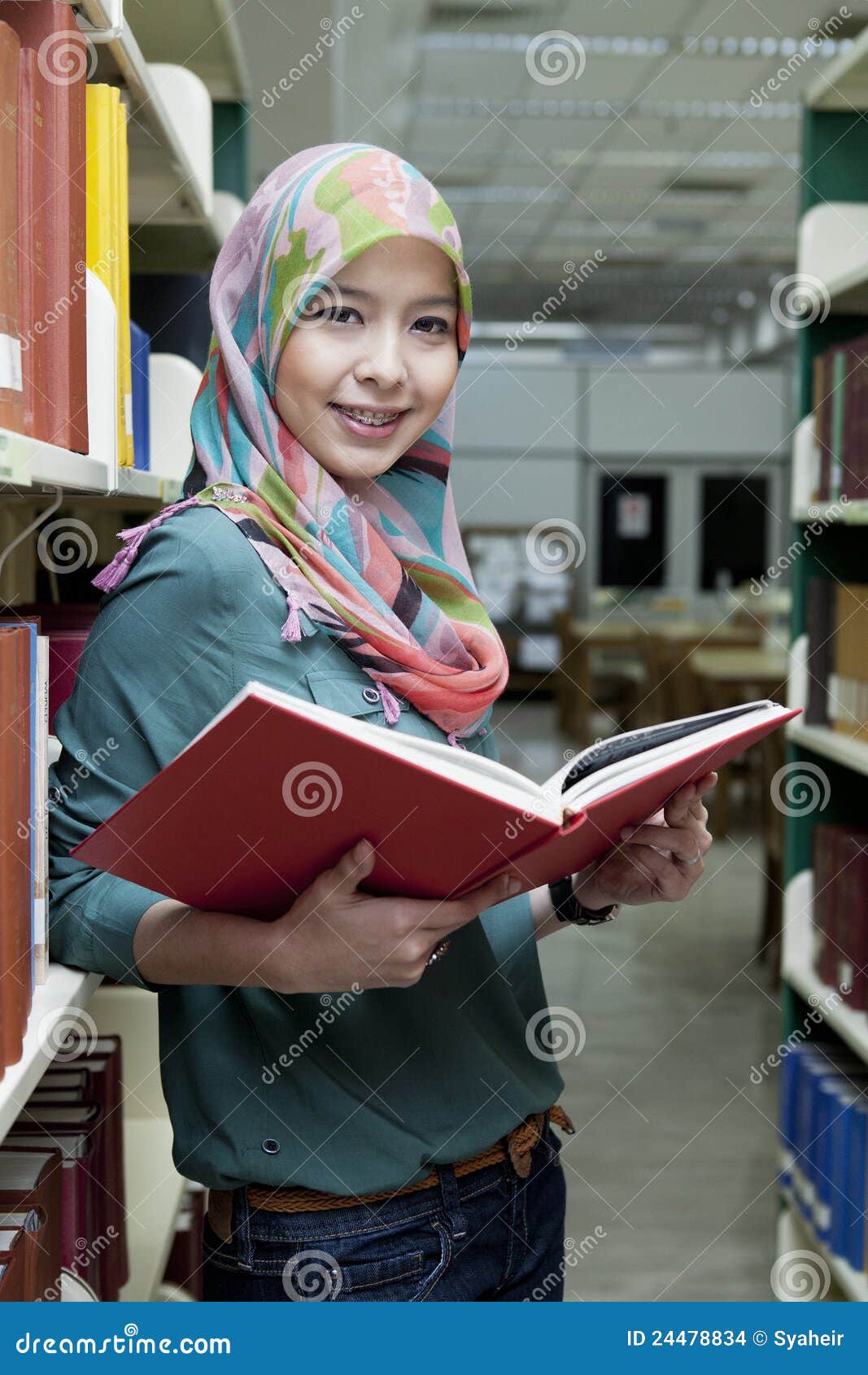 Girl in Library stock photo. Image of college, education - 24478834