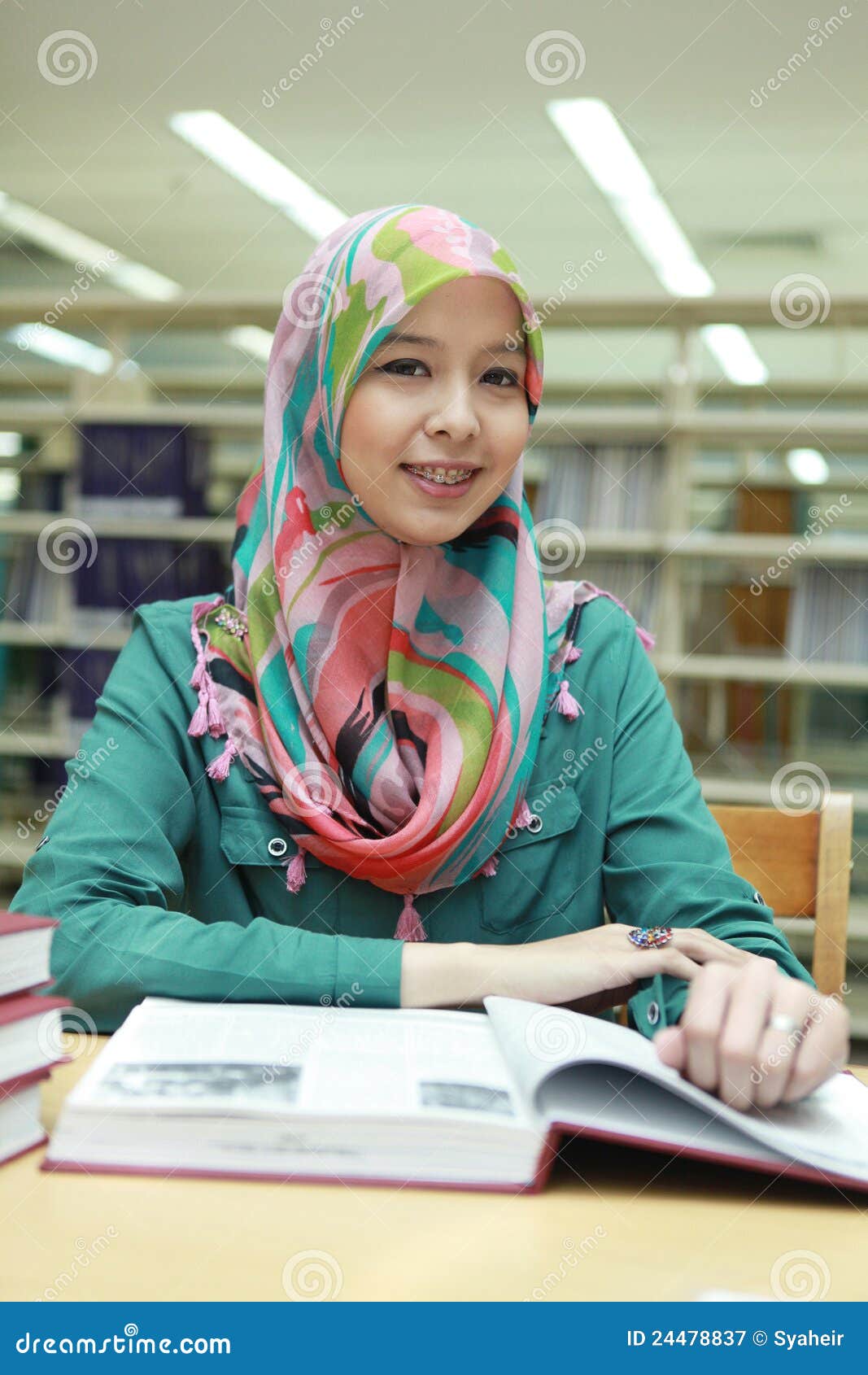 Girl in Library stock image. Image of expression, reading - 24478837