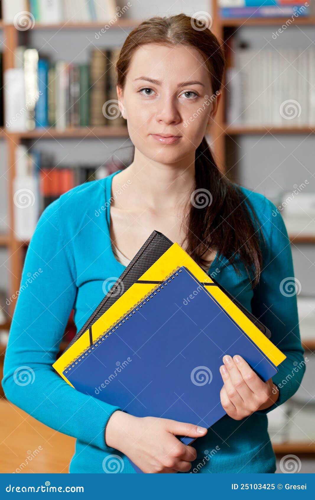Girl in library stock image. Image of paperwork, library - 25103425