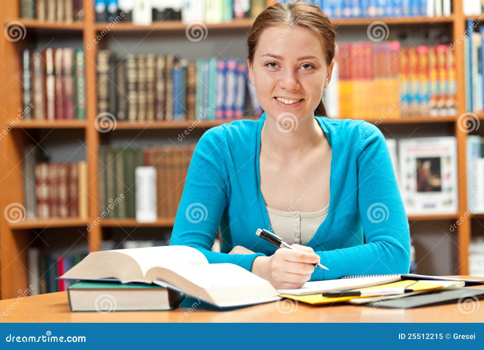 Girl in library stock image. Image of girls, person, smile - 25512215