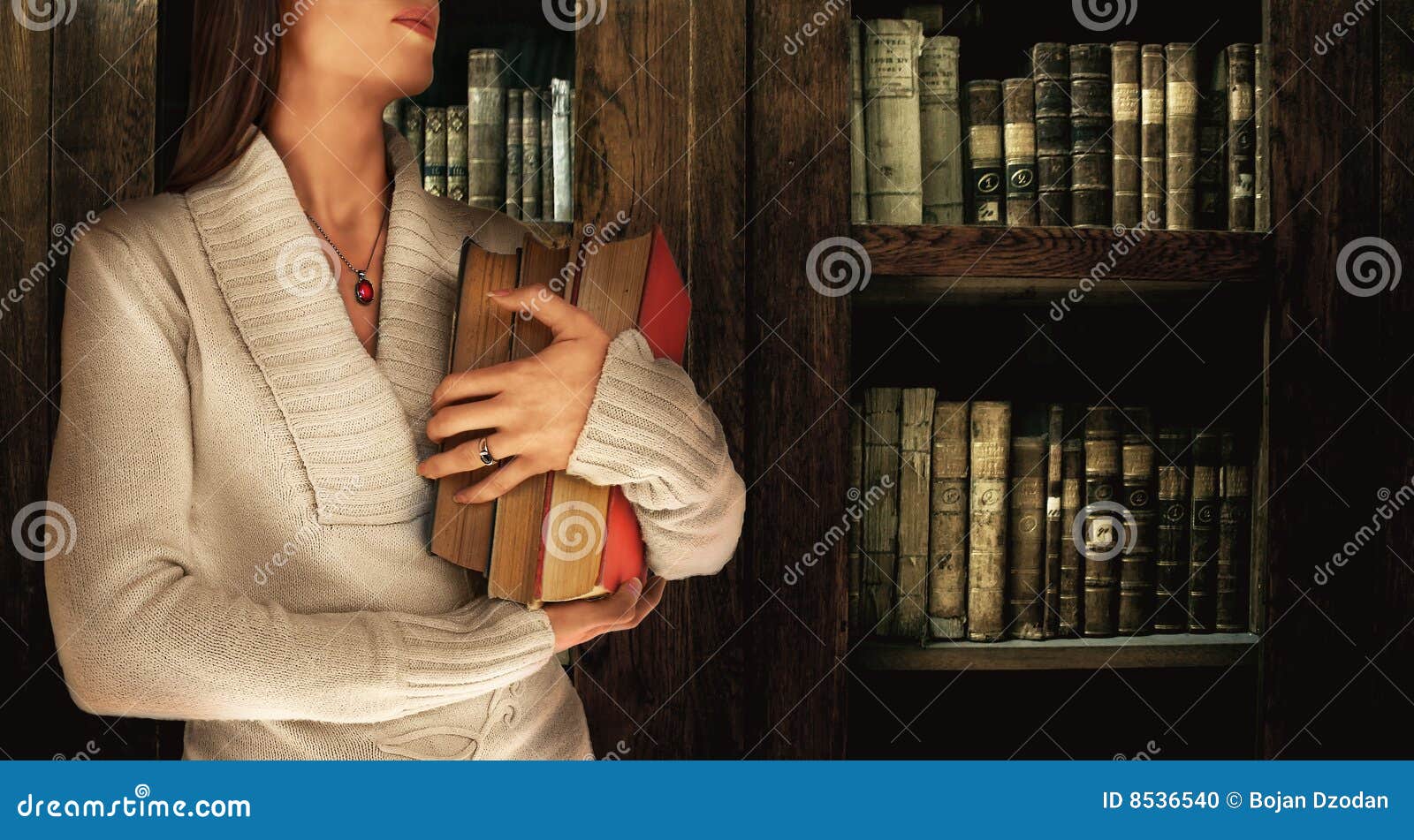 Girl in Library stock photo. Image of lady, female, interior - 8536540