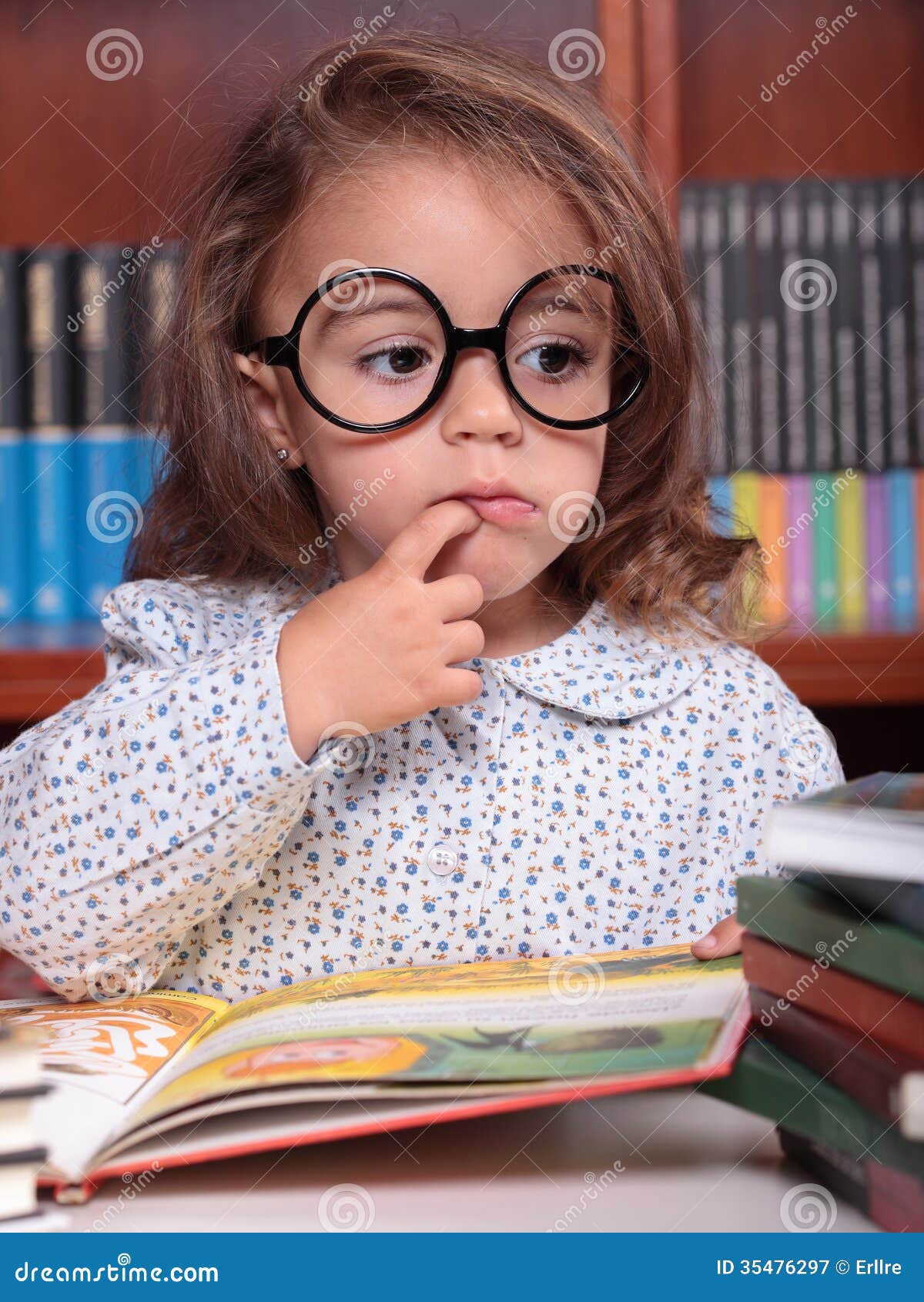 Girl in library stock image. Image of literature, explaining - 35476297