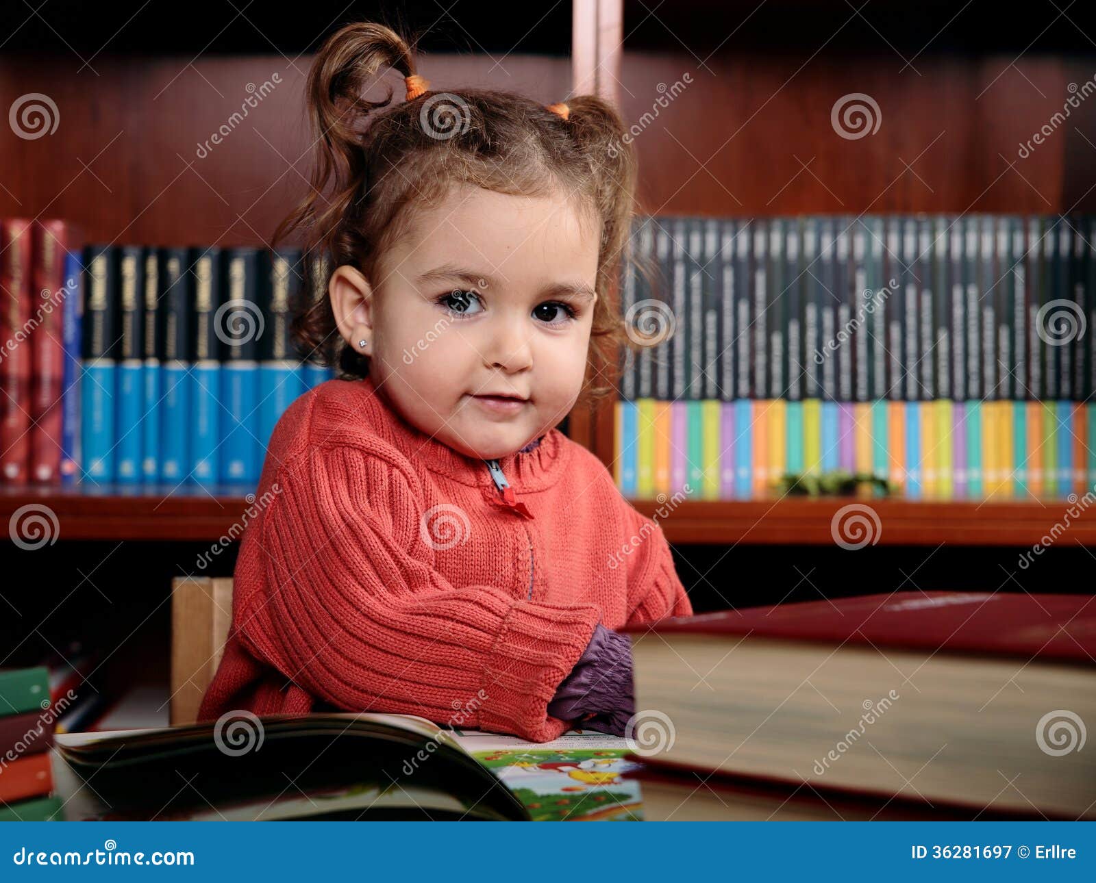 Girl in library stock image. Image of education, primary - 36281697
