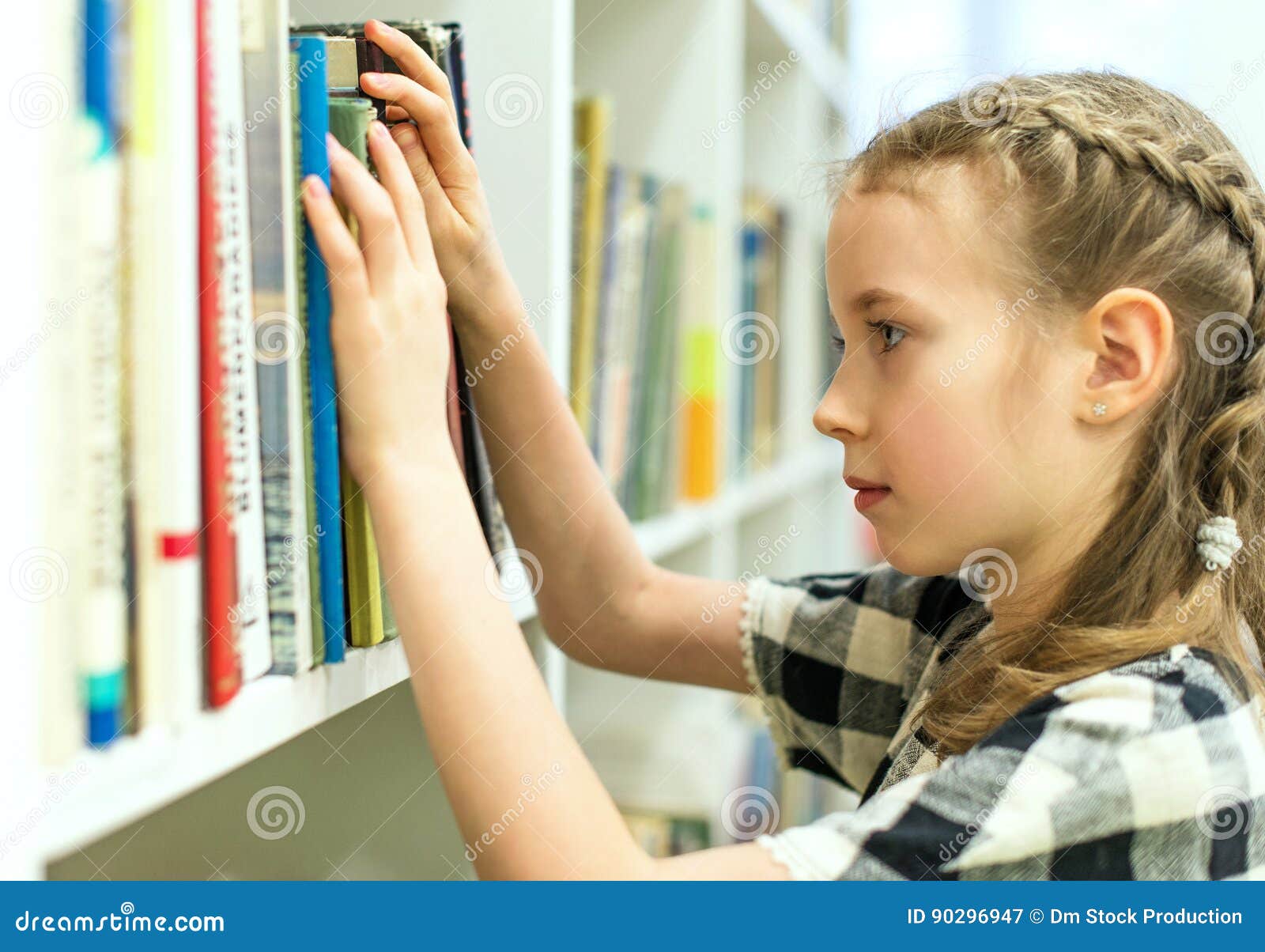 Girl in library. stock image. Image of cute, knowledge - 90296947