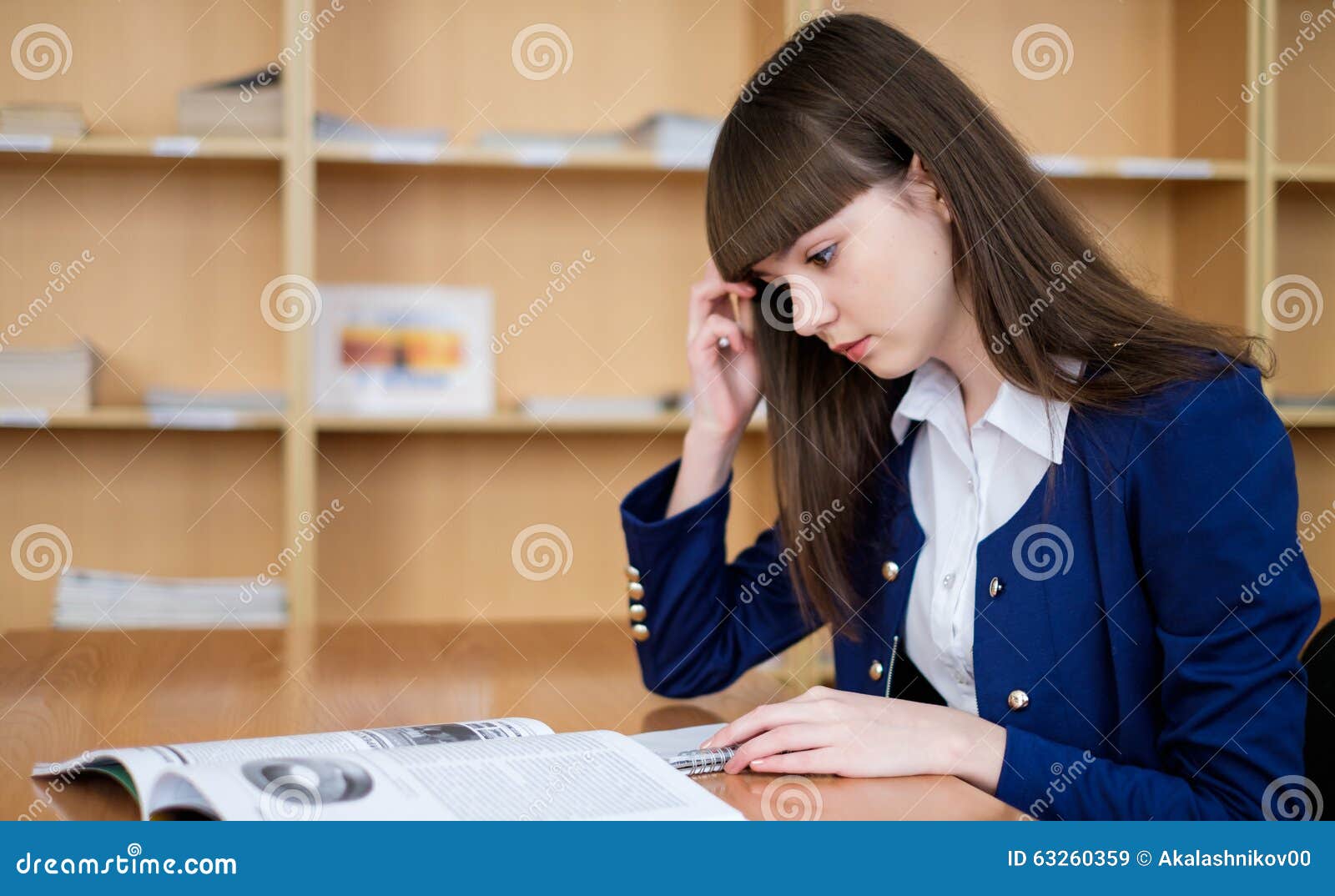 Girl in library stock image. Image of college, studying - 63260359
