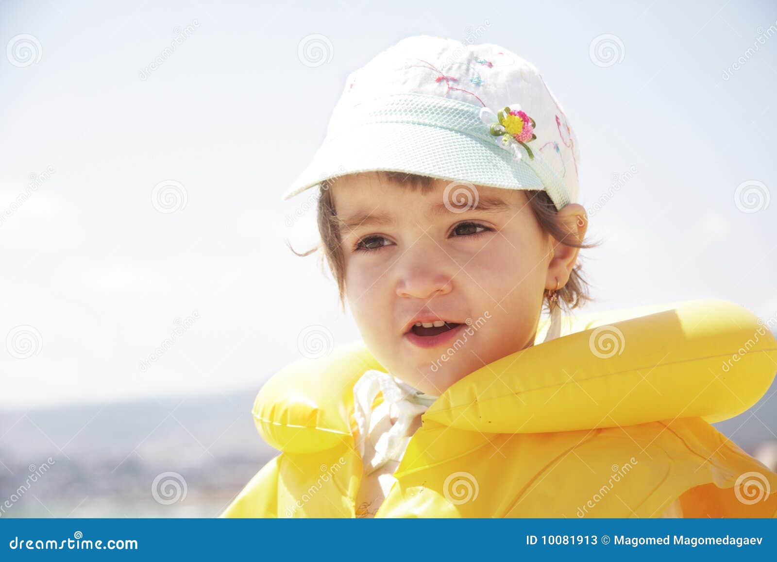 Girl in life jacket stock image. Image of horizontal - 10081913