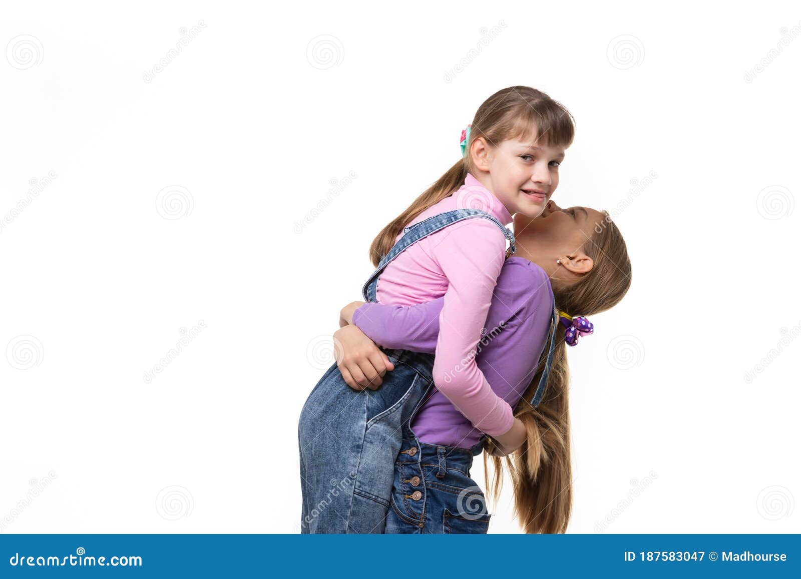 Girl Lifted and Hugged Another a Girl Stock Image - Image of smiles ...