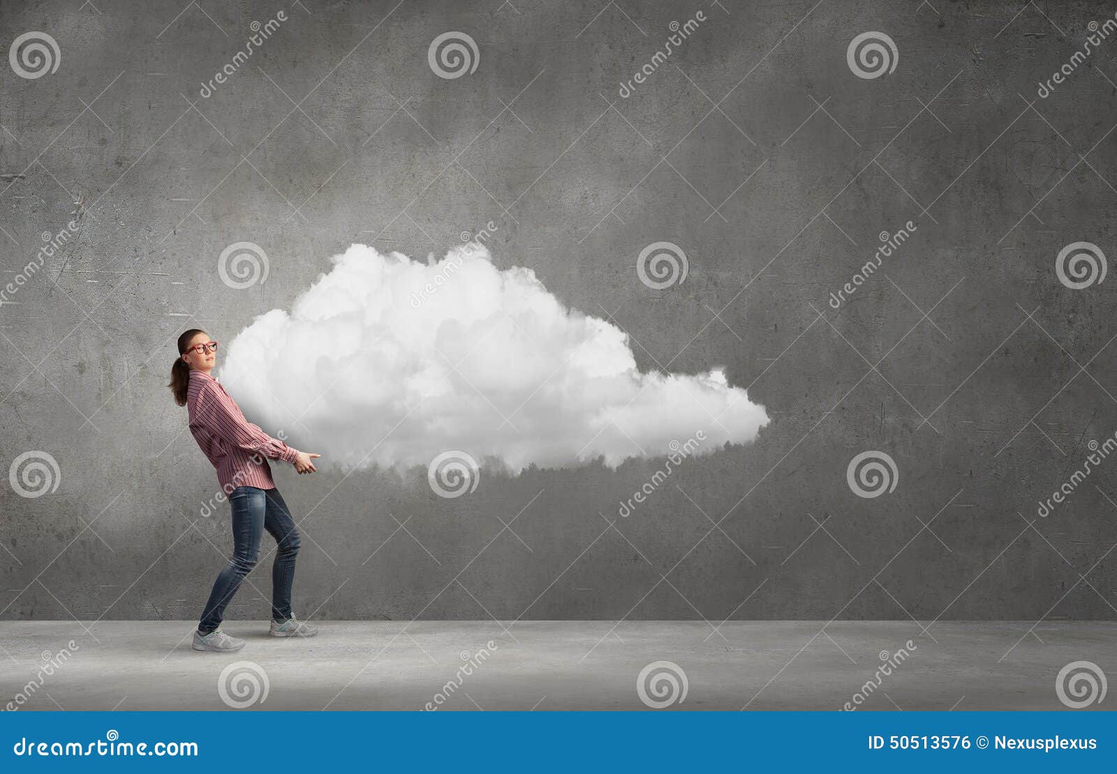 Girl lifting cloud stock photo. Image of female, teenager - 50513576