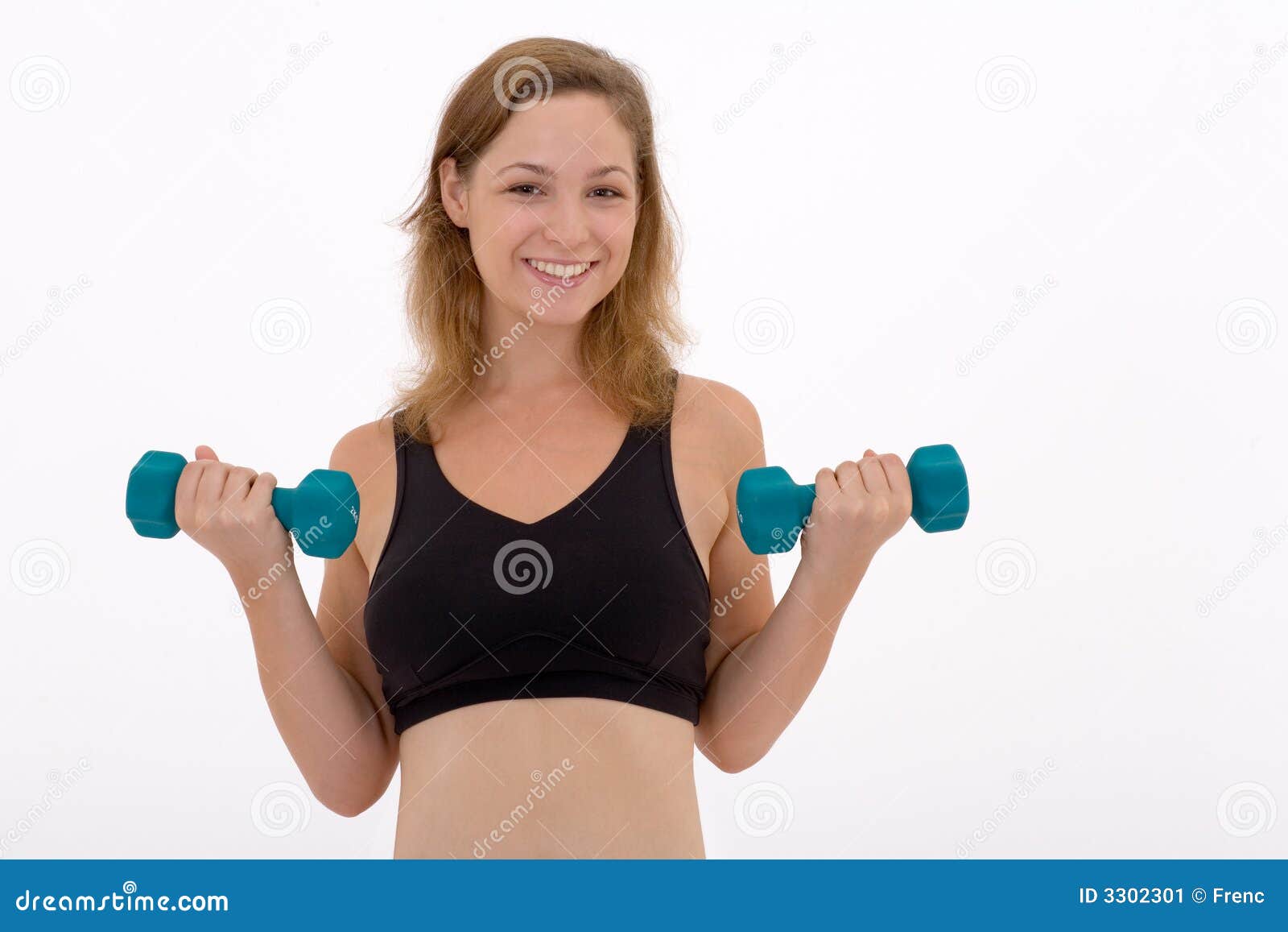 Girl lifting a weight stock image. Image of pump, adult - 3302301