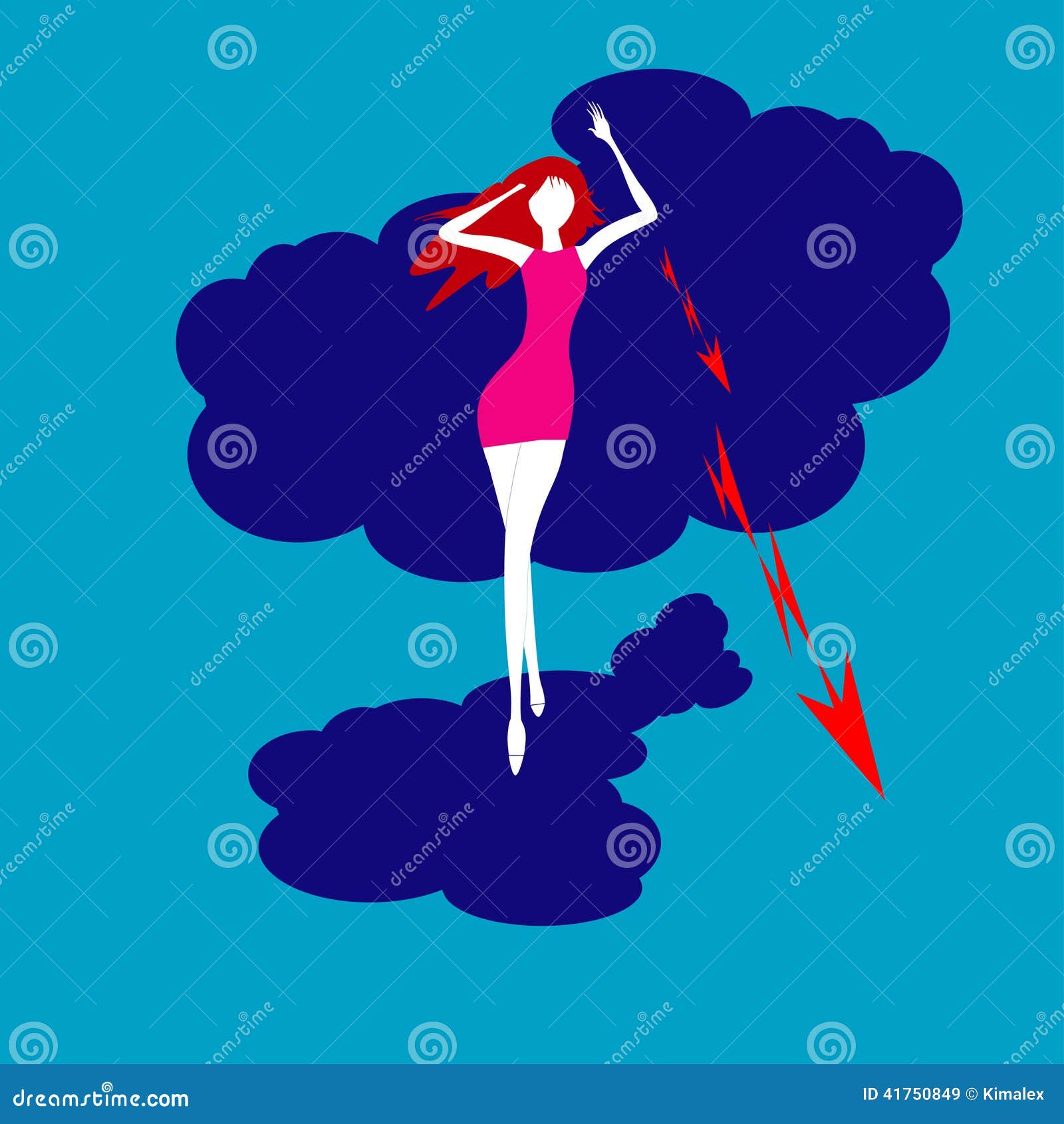 Girl with lightning stock vector. Illustration of weather - 41750849