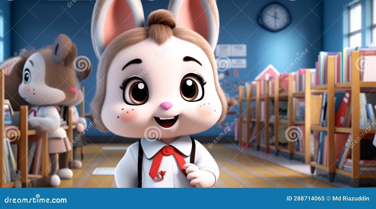 Girl Like Rabbit in School Uniform Stock Illustration - Illustration of ...