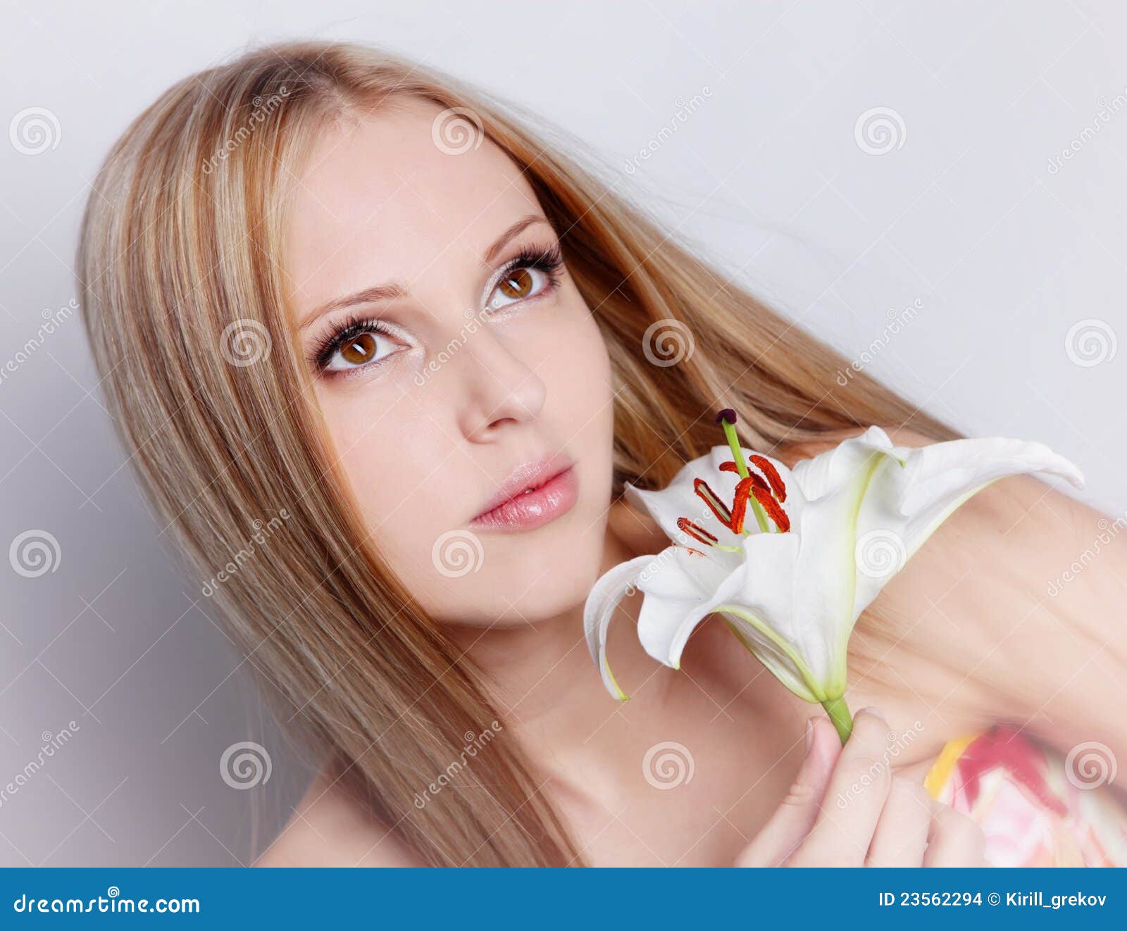 Girl with lily flower stock photo. Image of girl, fresh - 23562294