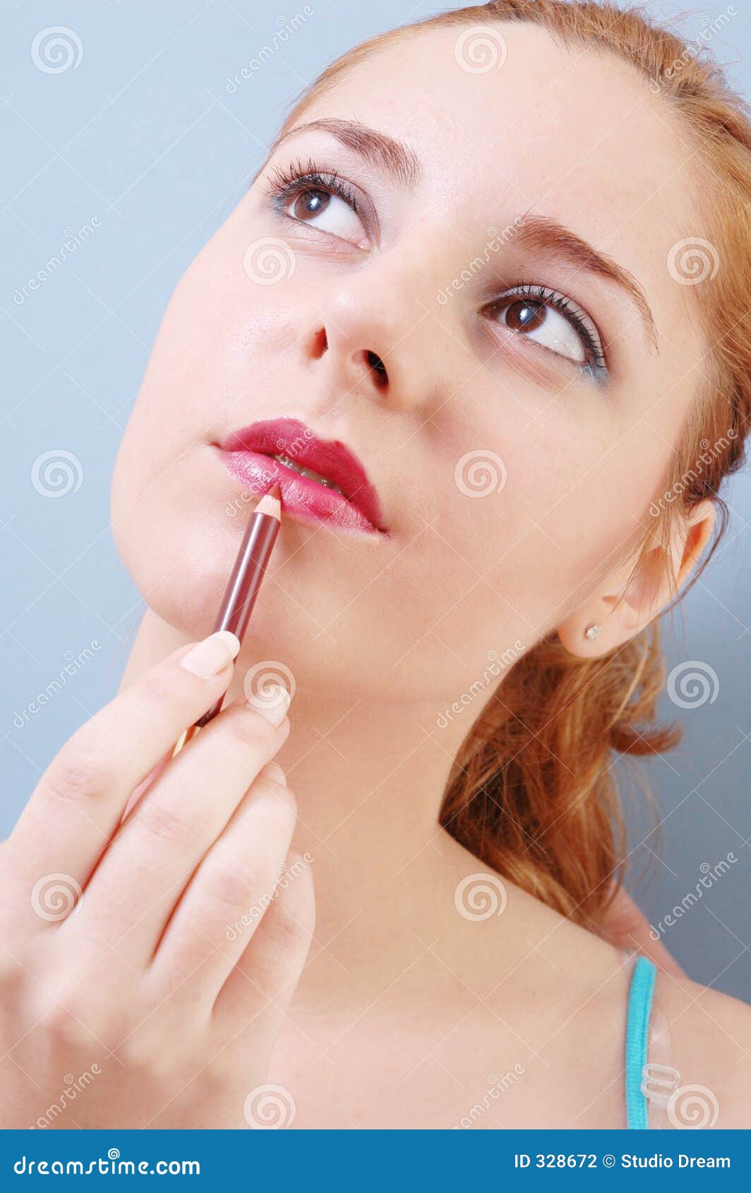 Girl with lip-stick stock photo. Image of girl, white, beauty - 328672
