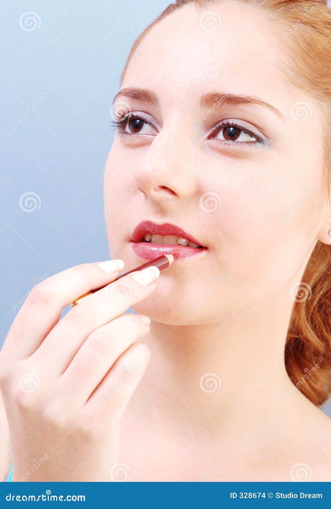 Girl with lip-stick stock photo. Image of pretty, femininity - 328674
