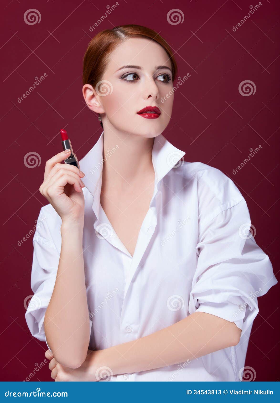 Girl with lipstick stock image. Image of makeup, closeup - 34543813