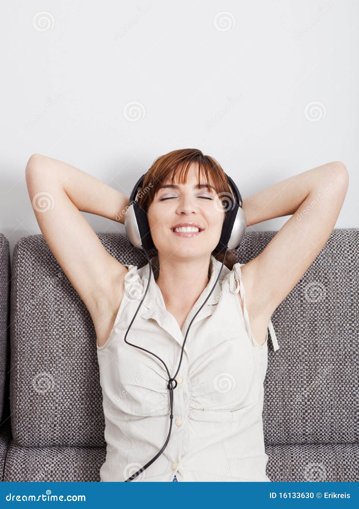 Girl listen music stock photo. Image of attractive, listening - 16133630