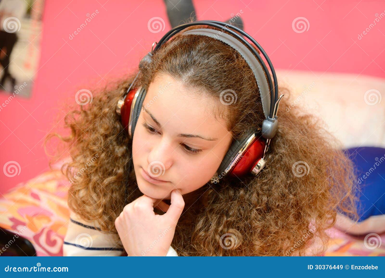 Girl listening music stock image. Image of computer, student - 30376449
