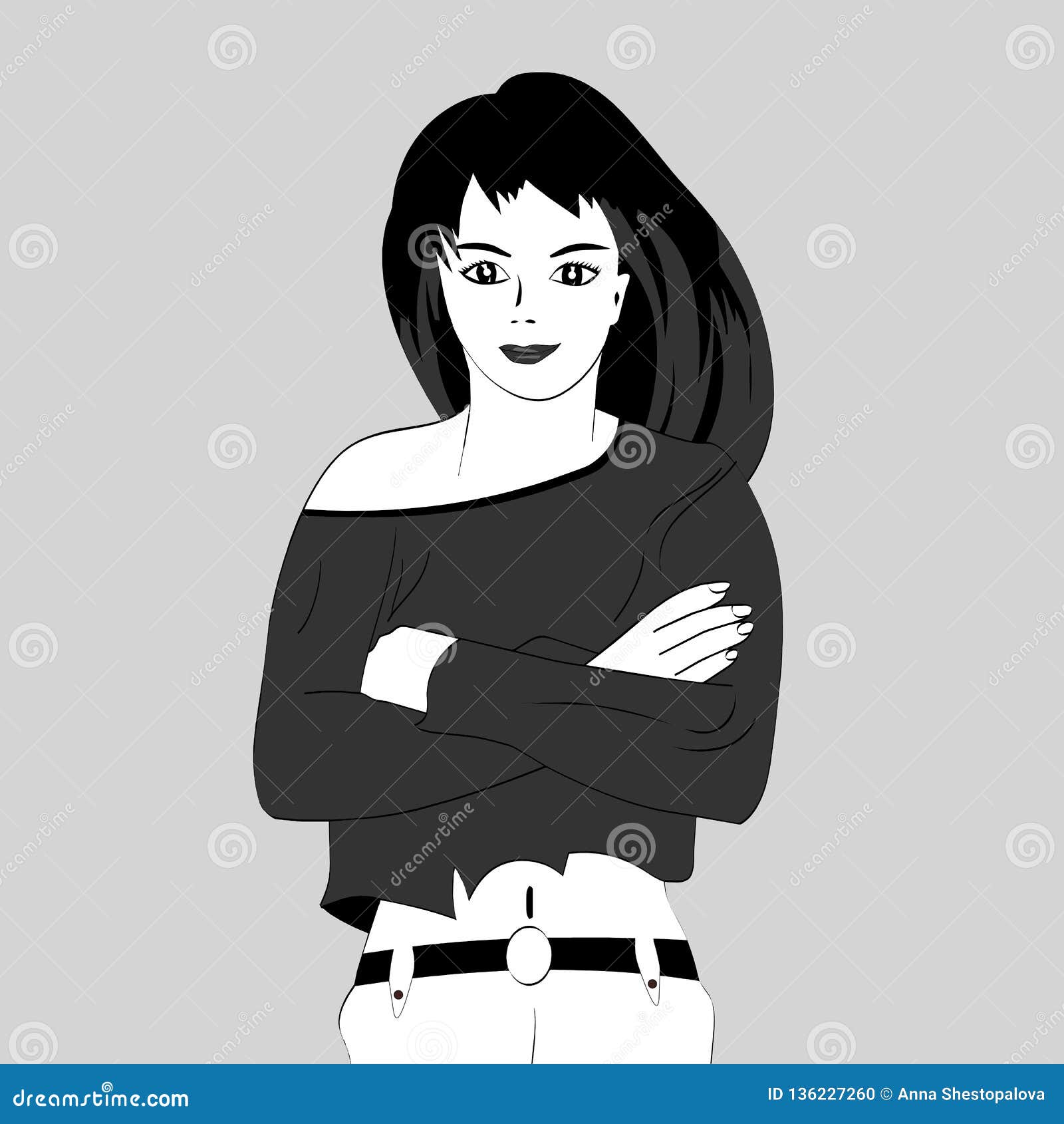 The Girl is a Little Cold in the Fall Stock Vector - Illustration of ...