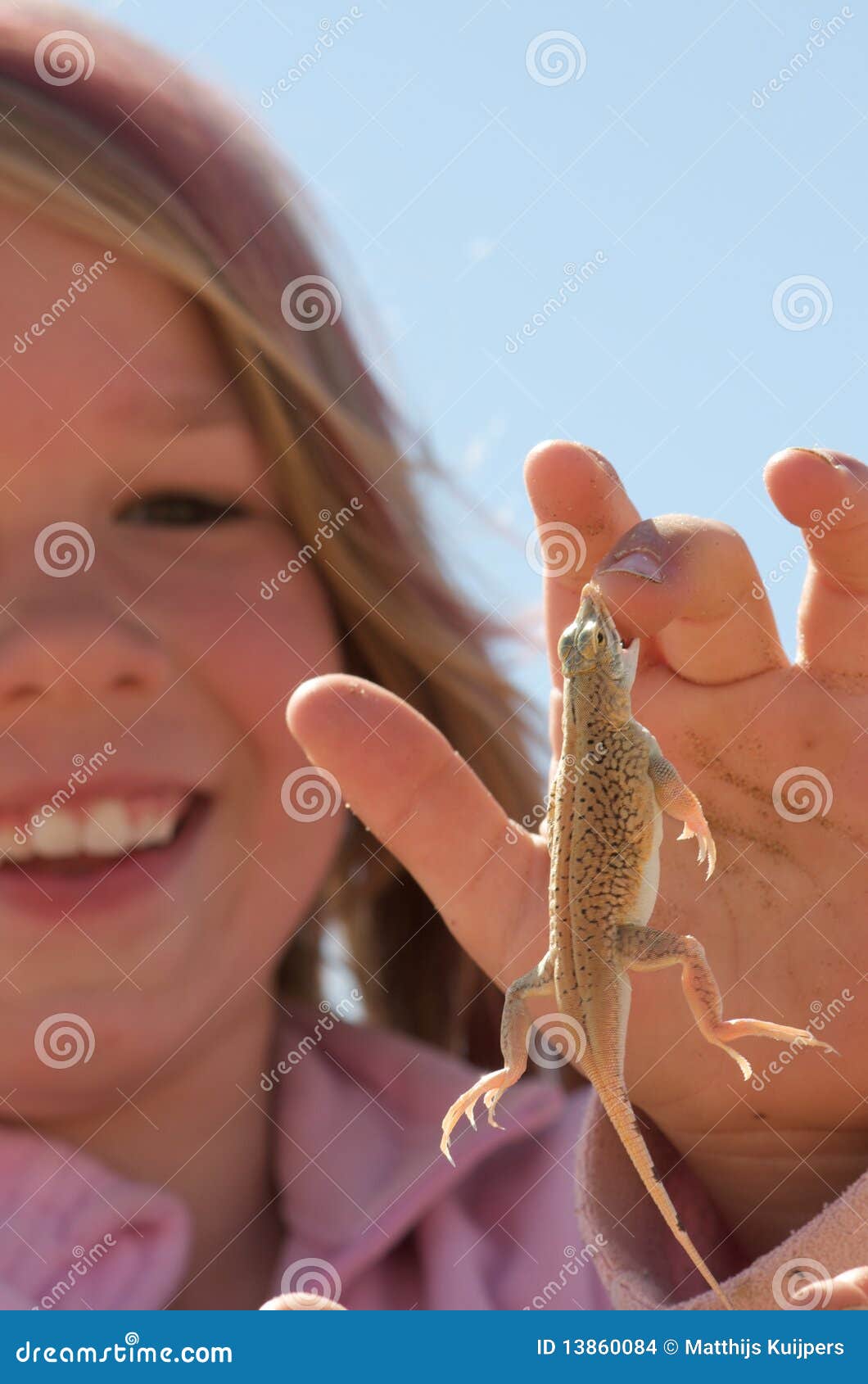 Girl with lizard stock photo. Image of young, white, desert - 13860084