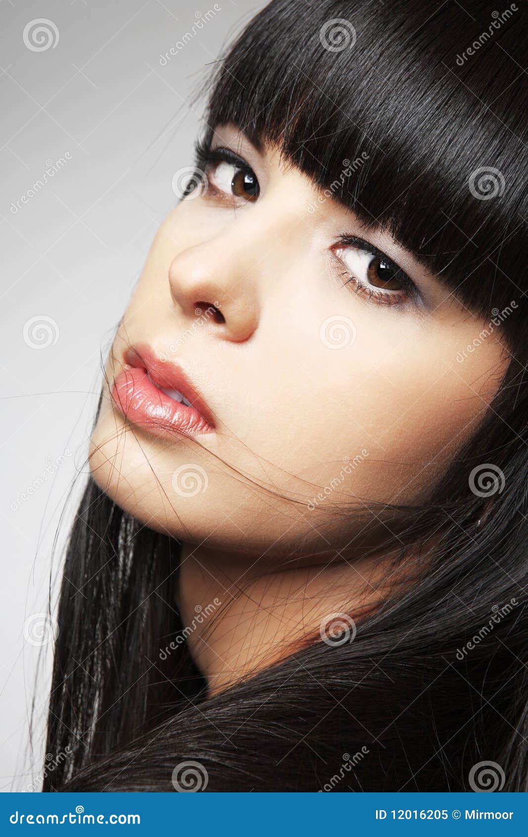 Girl with long black hair. stock image. Image of fashion - 12016205