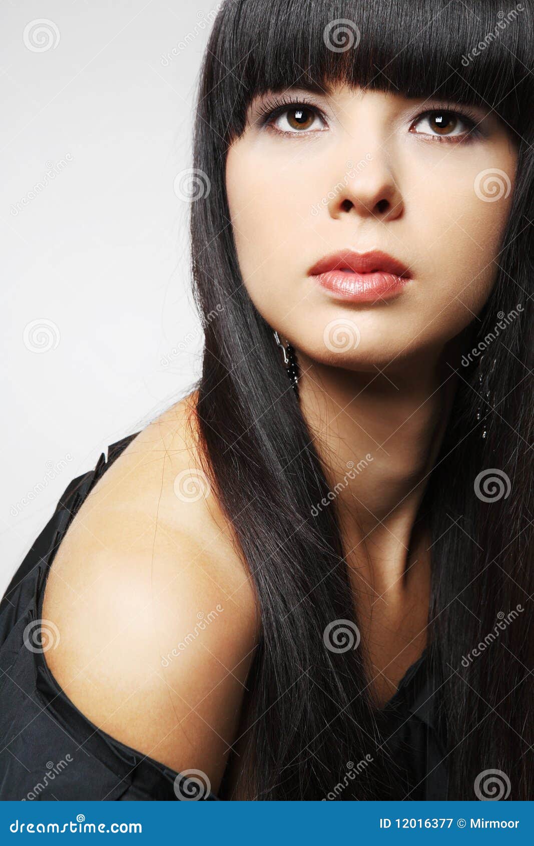 Girl with long black hair. stock image. Image of adult - 12016377