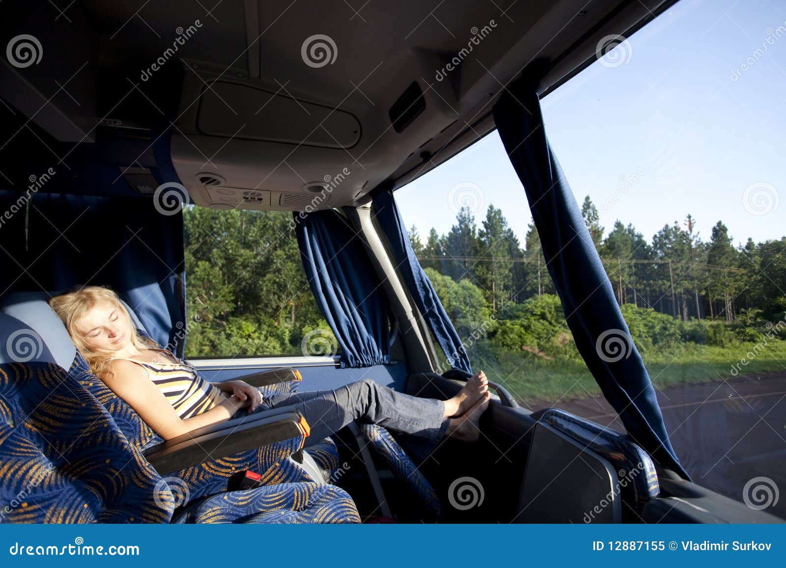Girl in a Long-distance Bus Stock Image - Image of inside, byway: 12887155