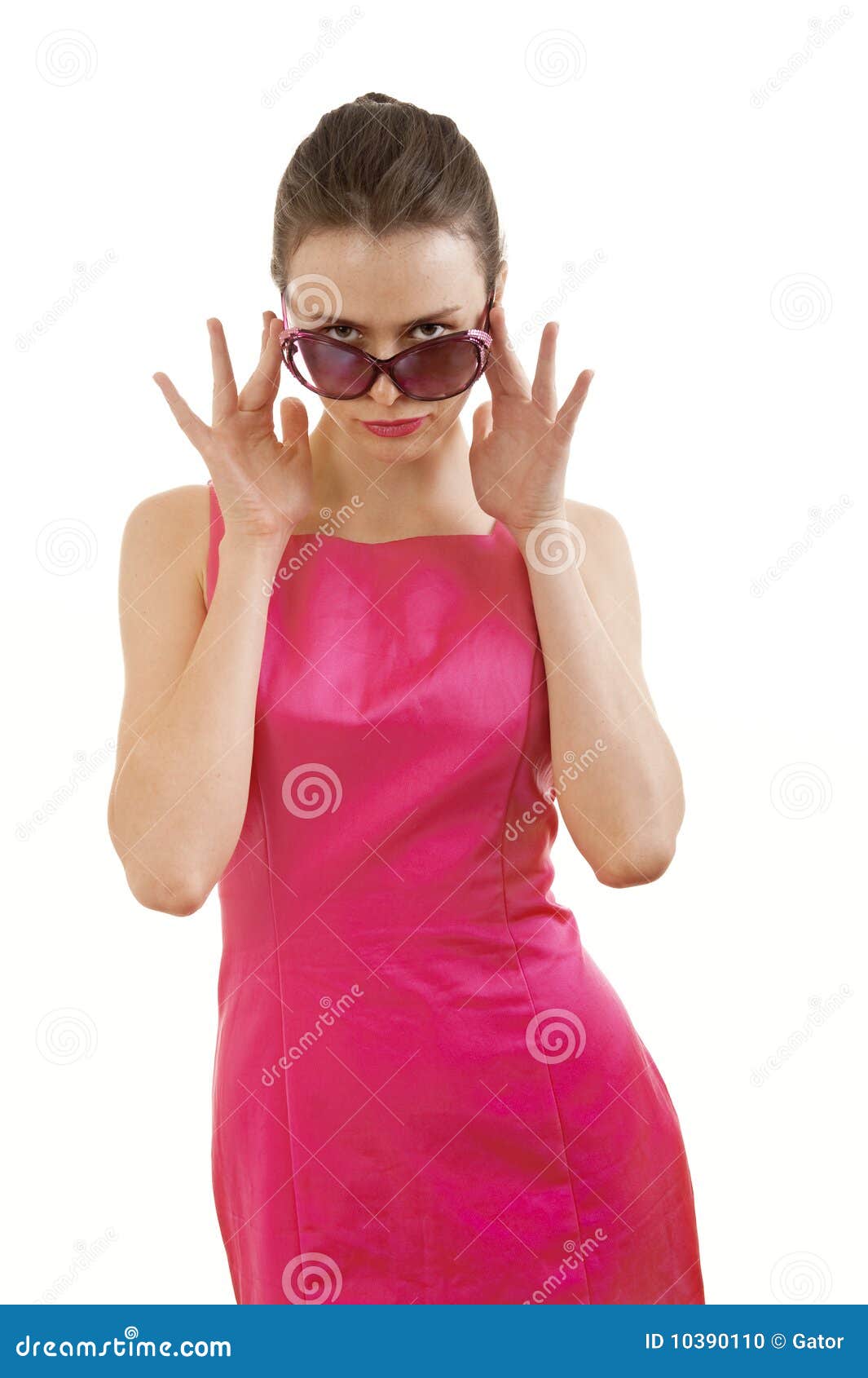 Girl look over sunglasses stock photo. Image of gesture - 10390110