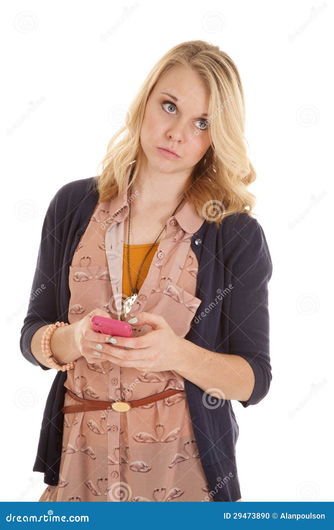 Girl look side text phone stock photo. Image of communication - 29473890