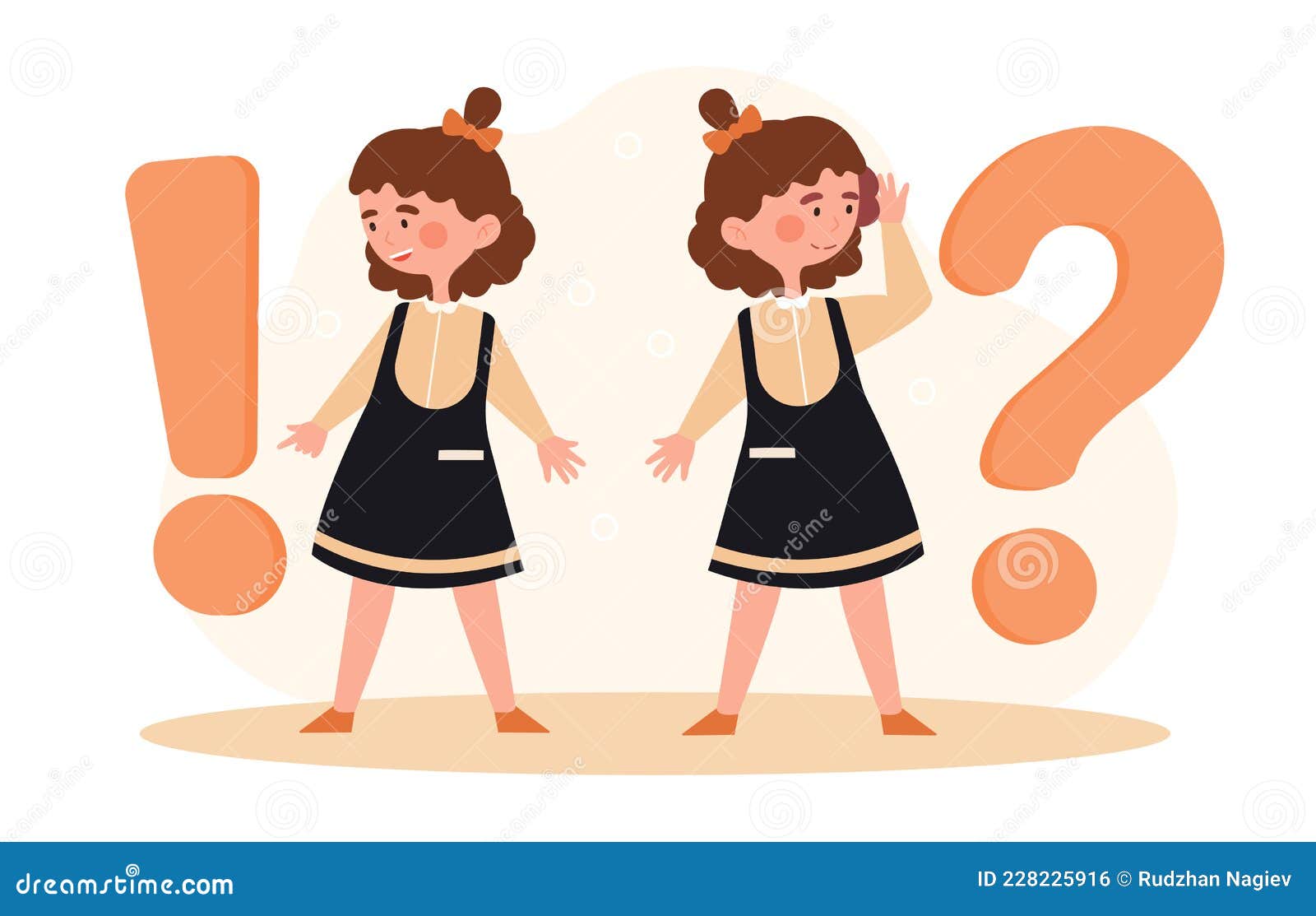 Girl looking for an answer stock vector. Illustration of happy - 228225916