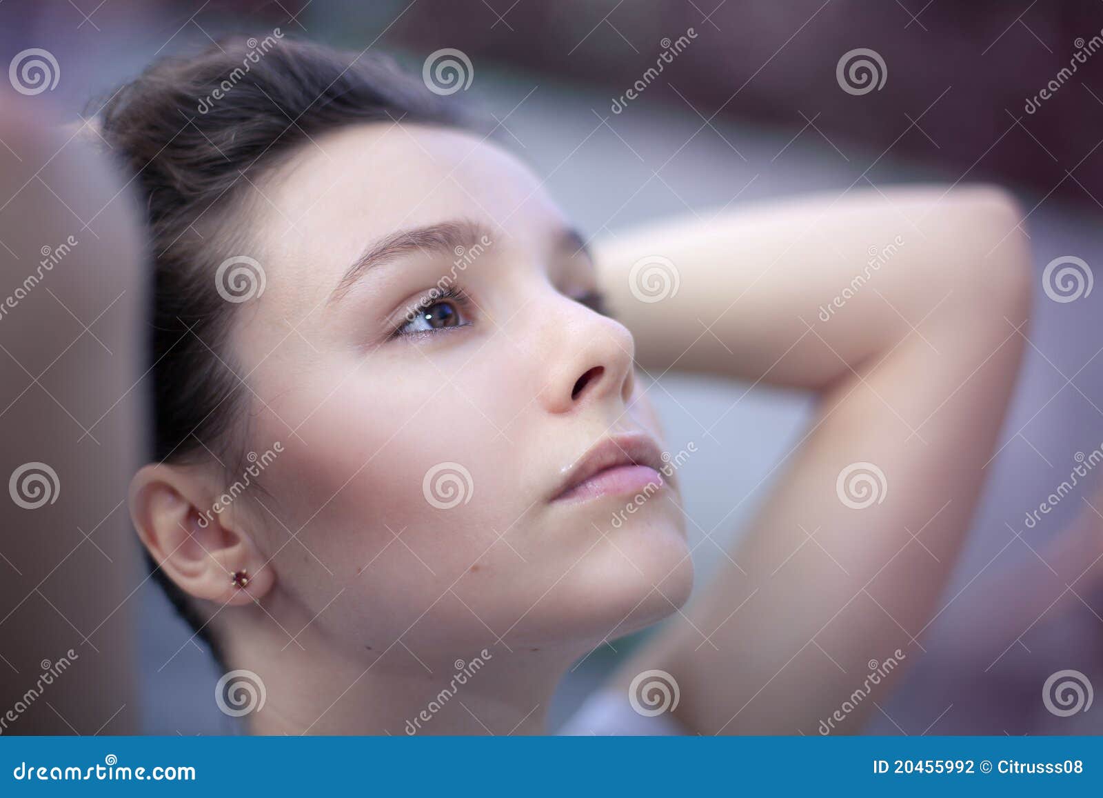 Girl Looking At Blank Space Stock Photo - Image of naked, person: 20455992