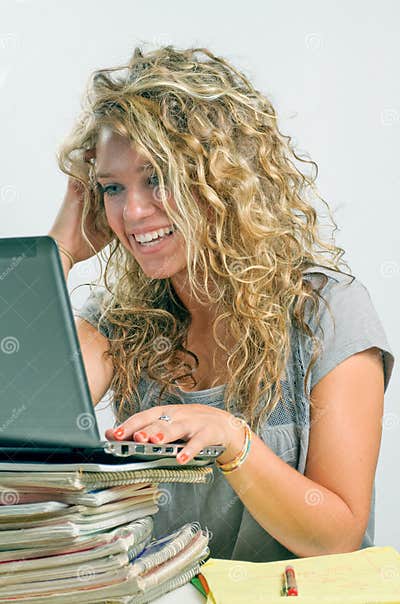 Girl looking at computer stock image. Image of student - 20664383