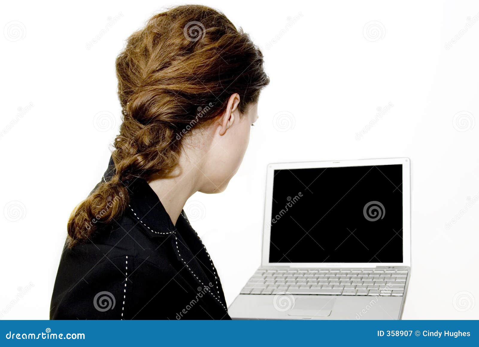 Girl looking at computer stock image. Image of blank, screen - 358907