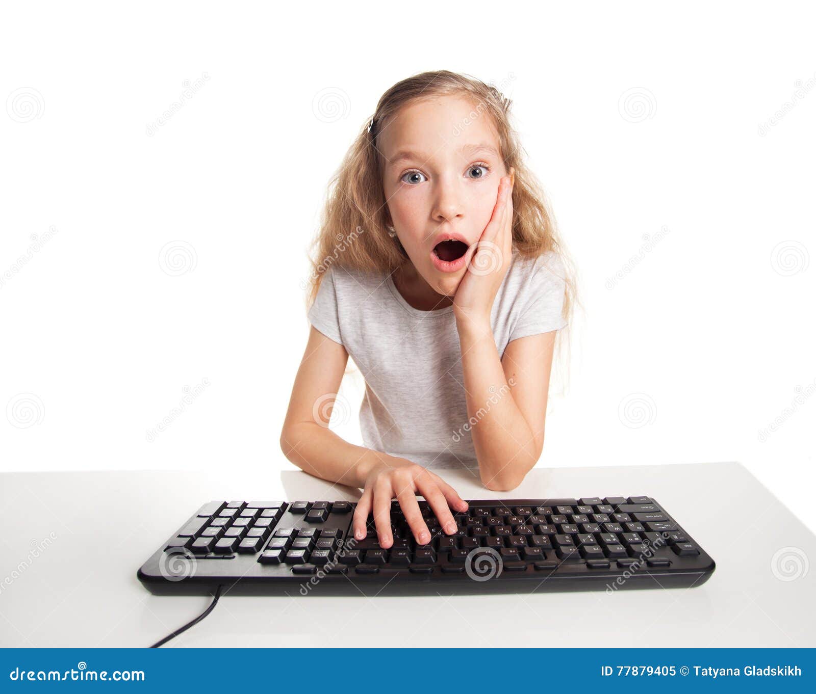 Girl looking at a computer stock image. Image of network - 77879405