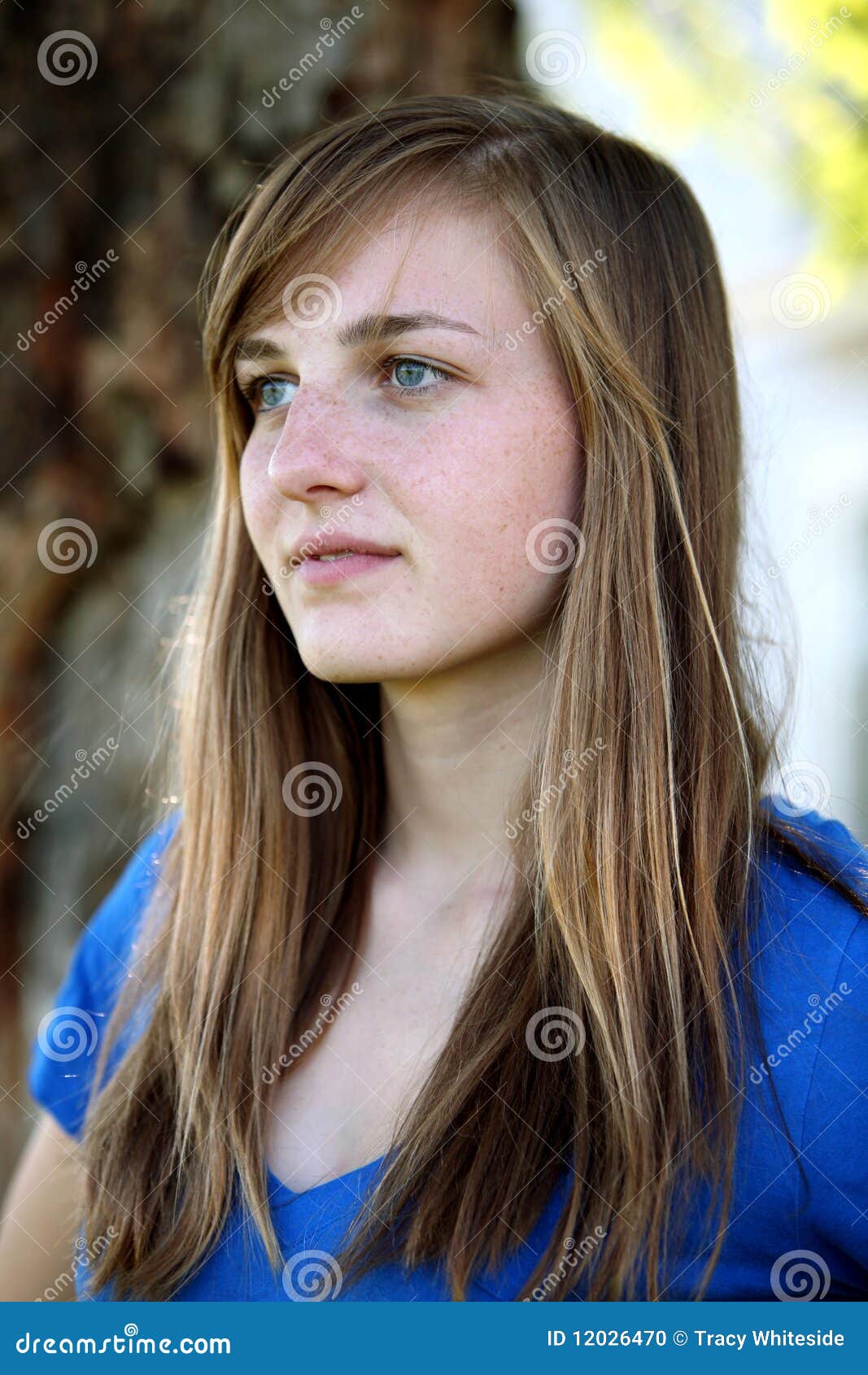 Girl looking into distance stock photo. Image of casual - 12026470