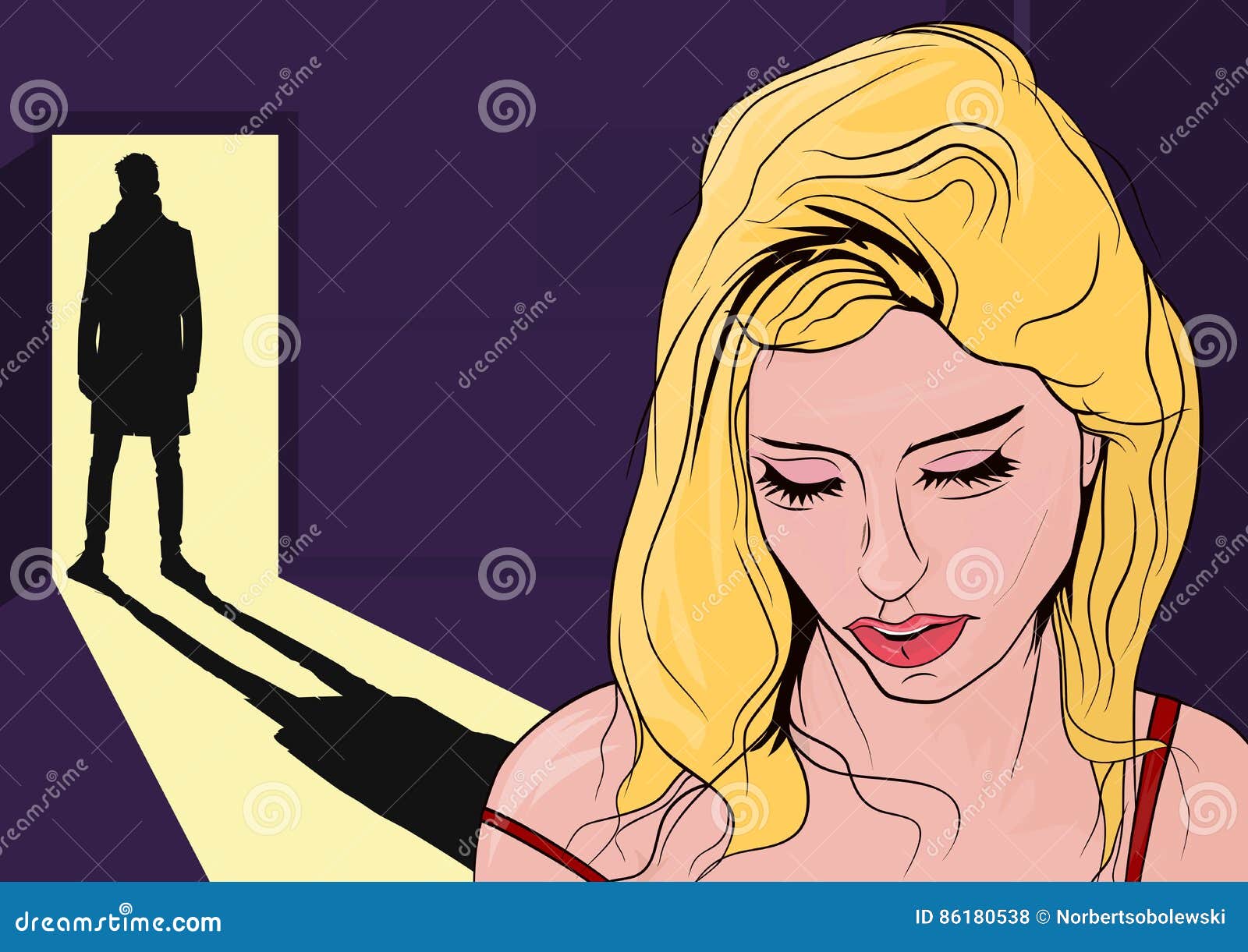Girl looking down stock vector. Illustration of makeup - 86180538