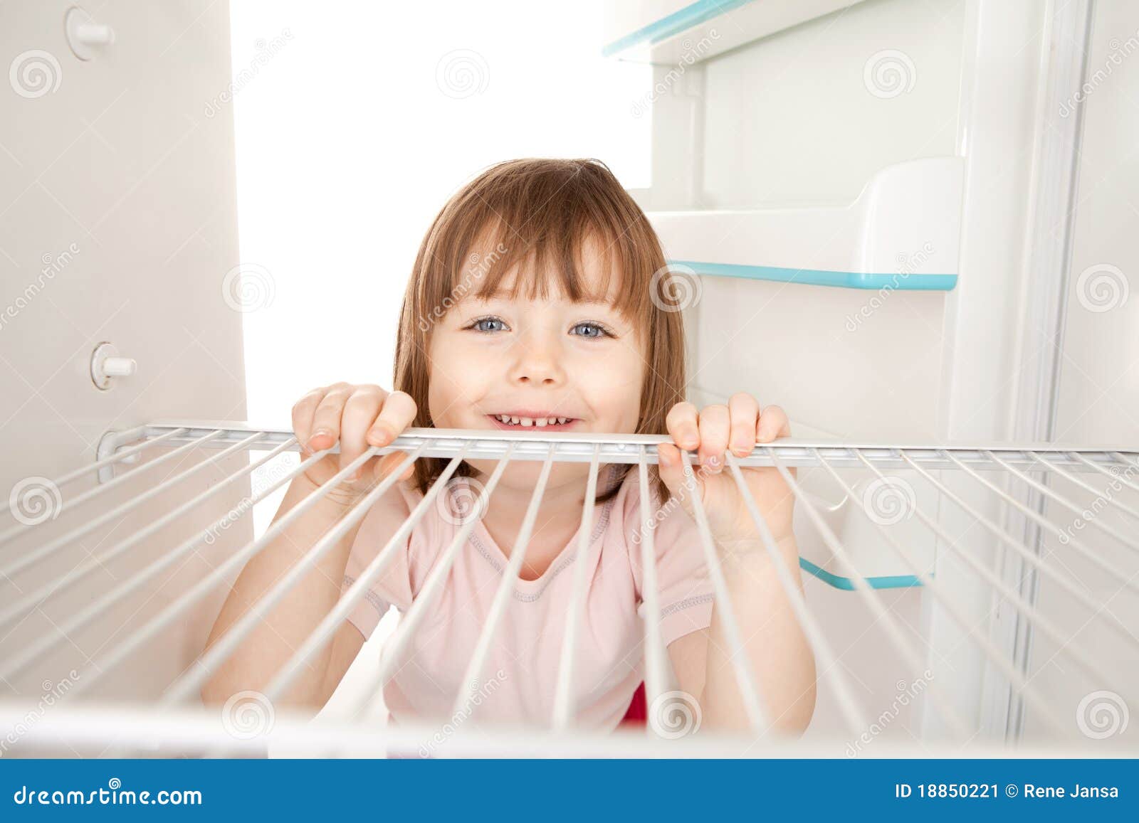 Girl Looking in Empty Fridge Stock Image - Image of adorable, cheerful ...