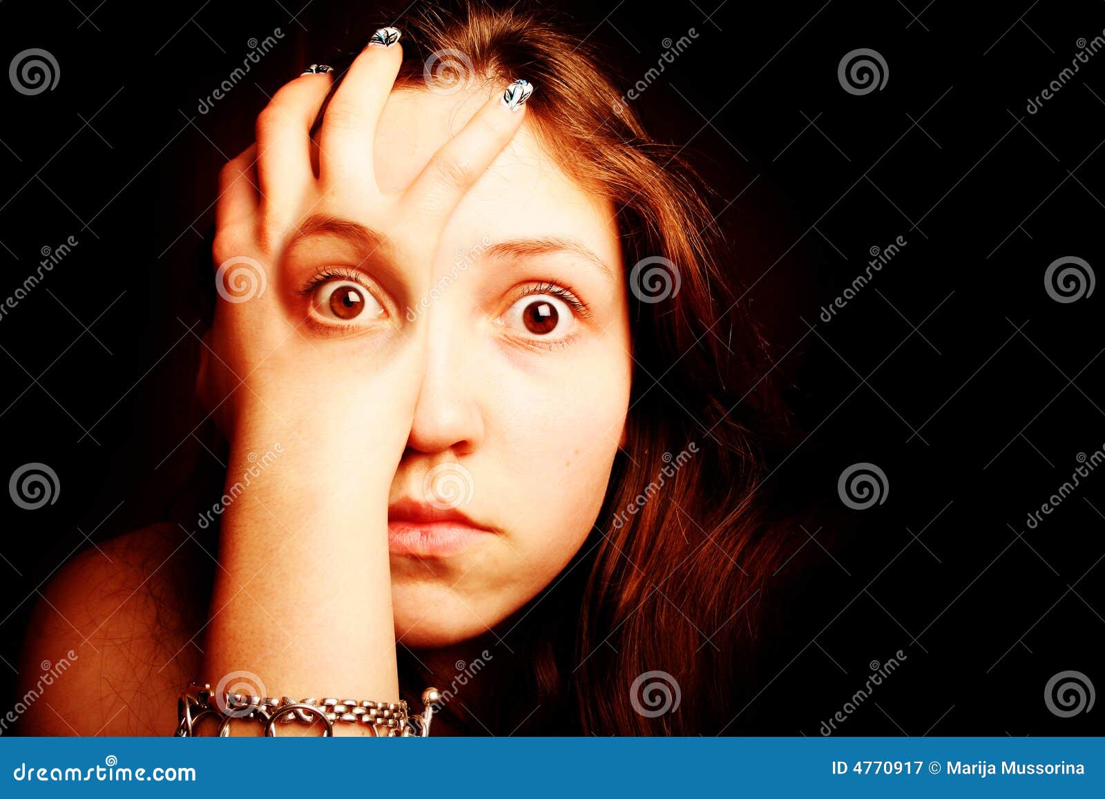 Girl Looking through the Hand Stock Image - Image of caucasian ...
