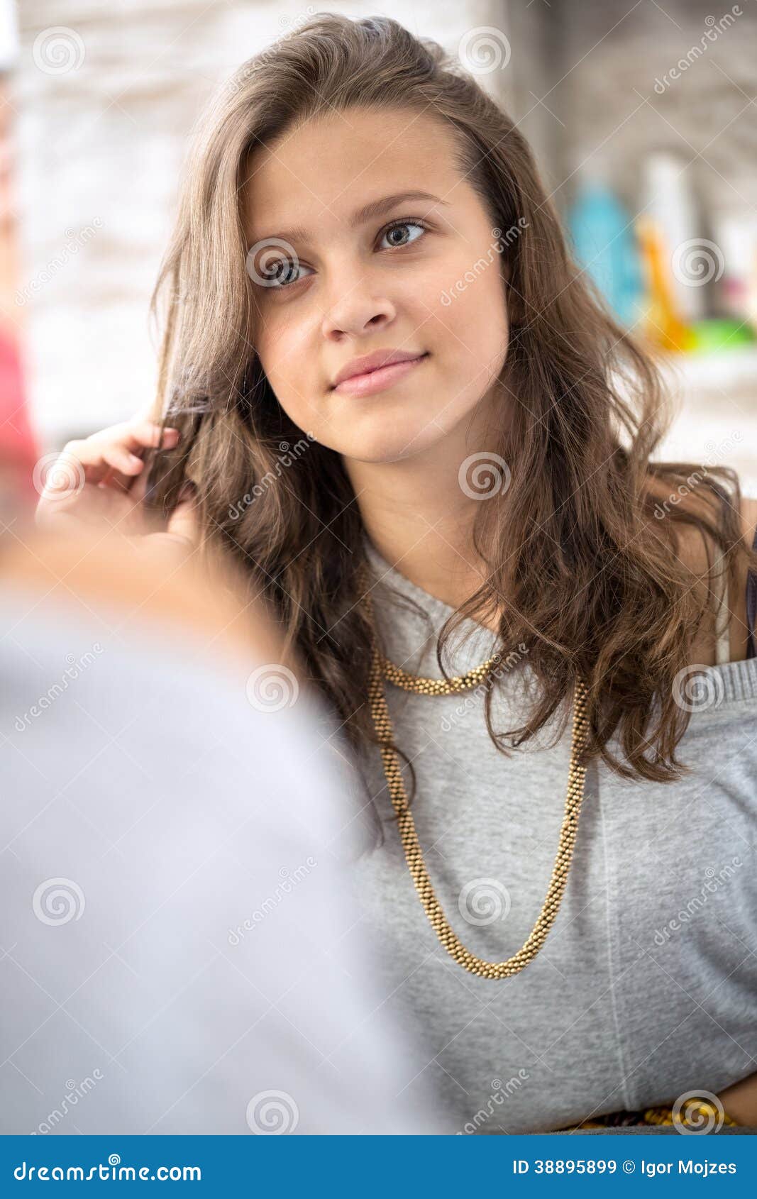 Girl Looking at Her Reflection Stock Image - Image of cheerful ...