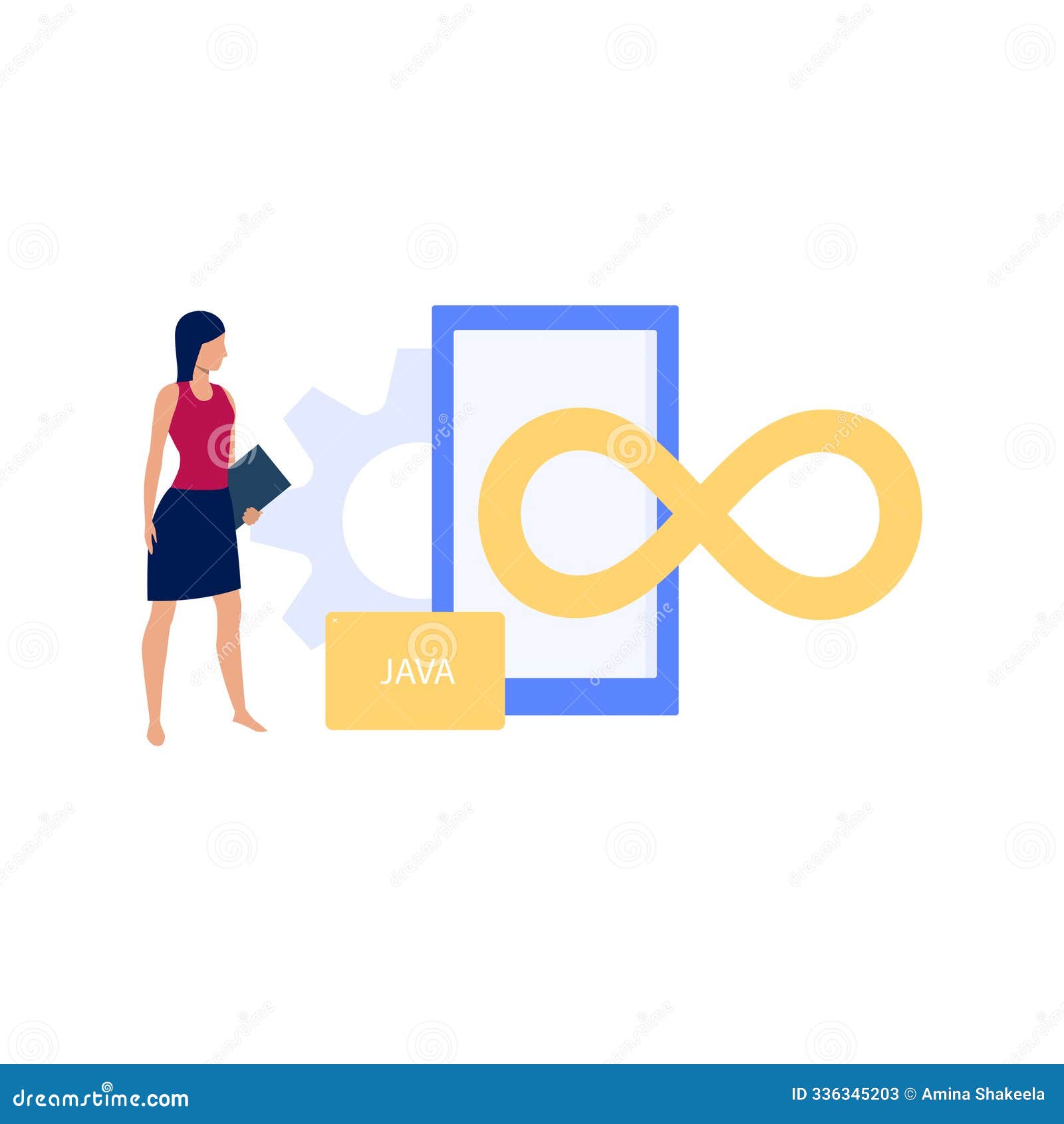 A Girl is Looking at the Infinite Loop for DevOps Stock Illustration ...