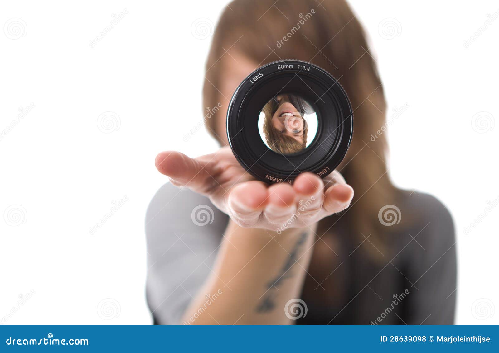 Girl looking through lens stock photo. Image of lens - 28639098