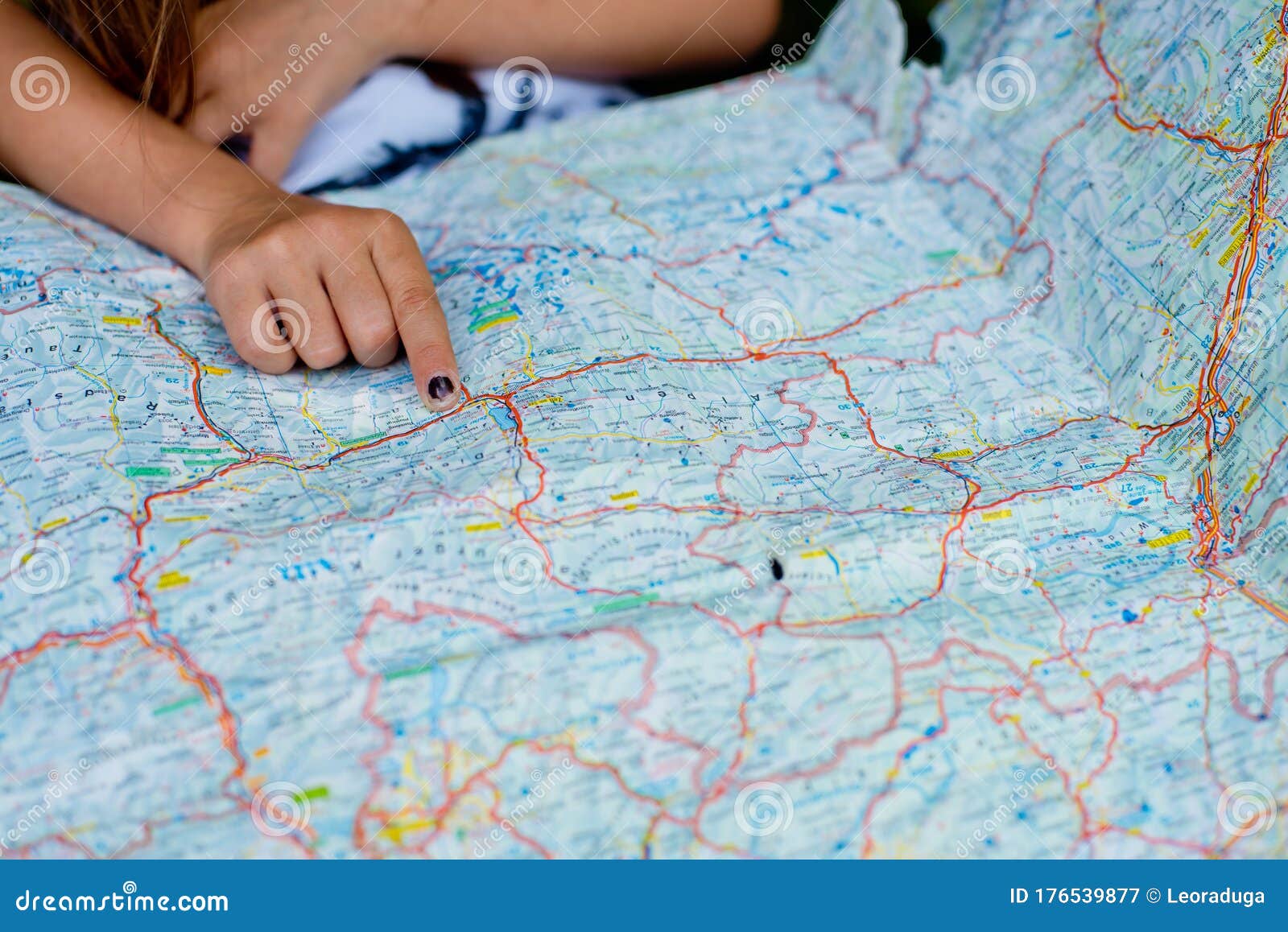 The Girl is Looking at the Map. Stock Image - Image of trip, adventure ...
