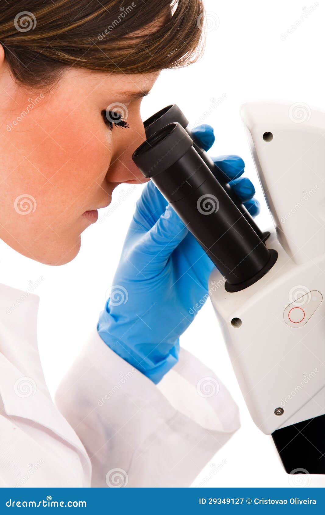 Girl Looking into a Microscope Stock Image - Image of modern, close ...