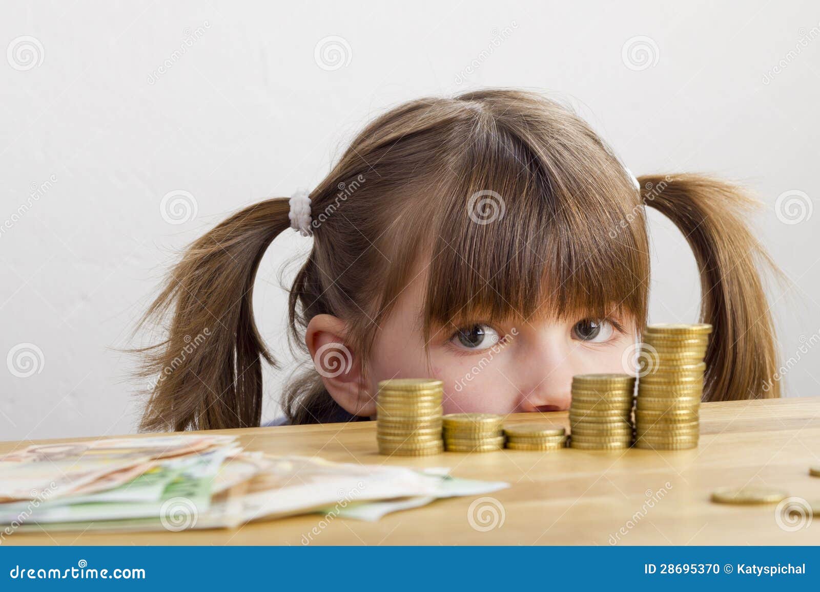 Girl looking at money stock photo. Image of cent, financial - 28695370